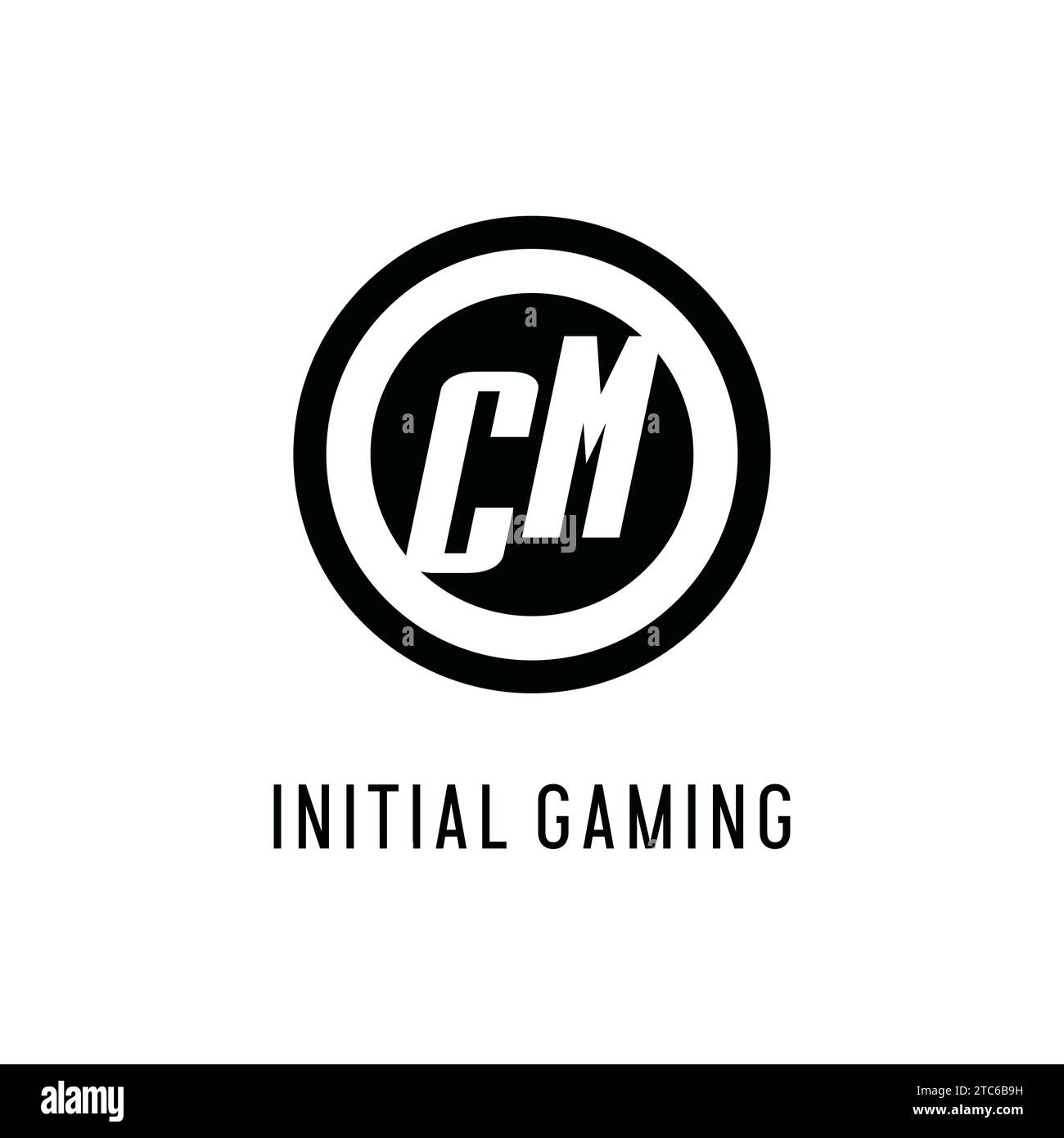 Initial CM logo concentric circle line, clean and simple monogram logo ...