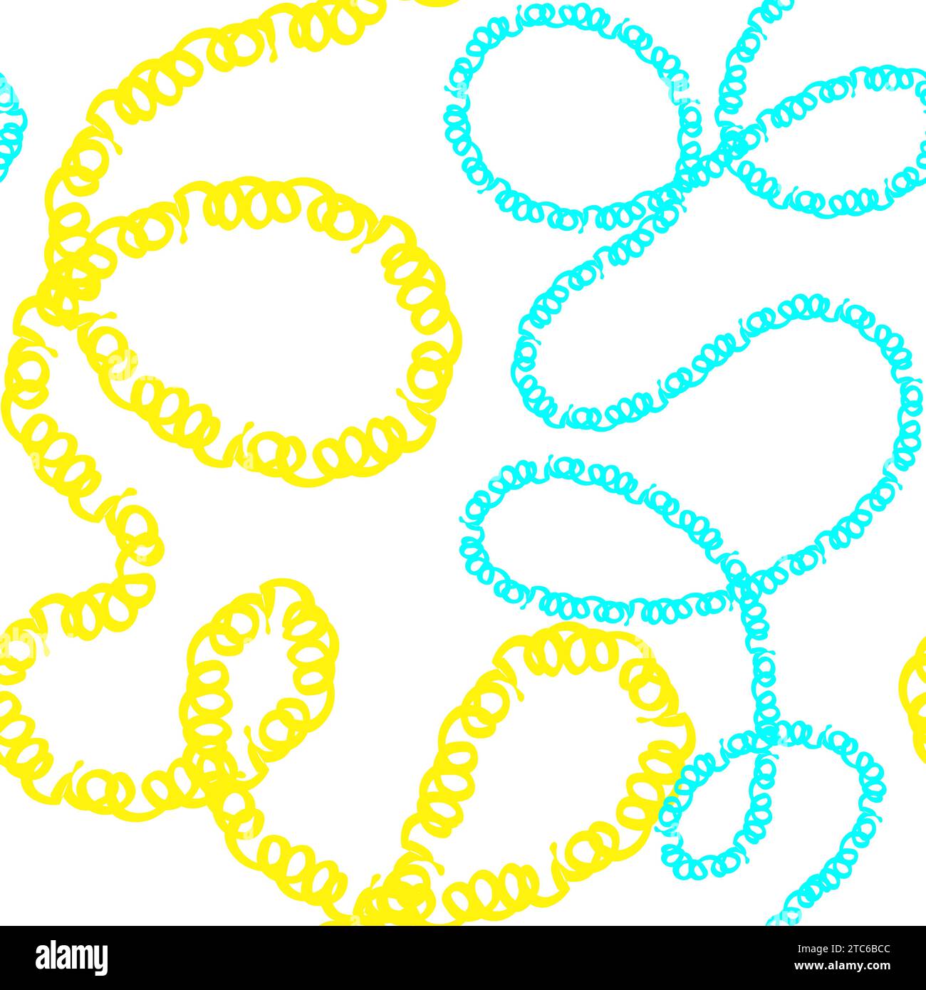 Naive seamless squiggle pattern with bright colored textured wavy lines ...