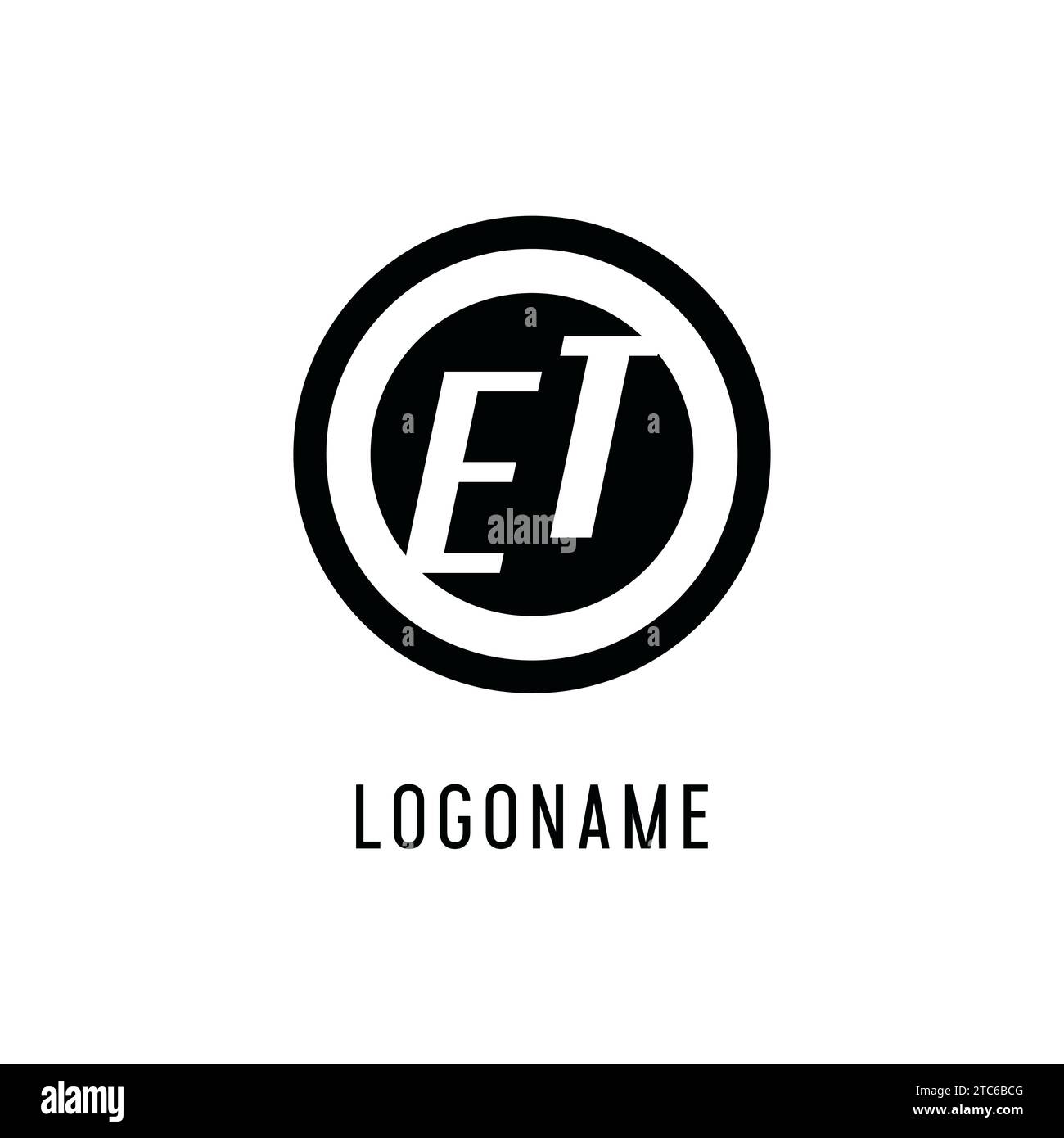 Initial ET logo concentric circle line, clean and simple monogram logo style vector graphic ...