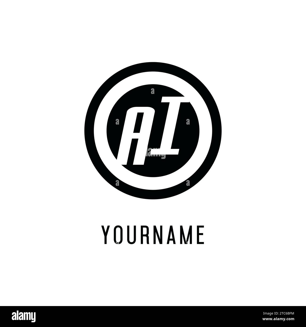 Initial AI logo concentric circle line, clean and simple monogram logo style vector graphic ...