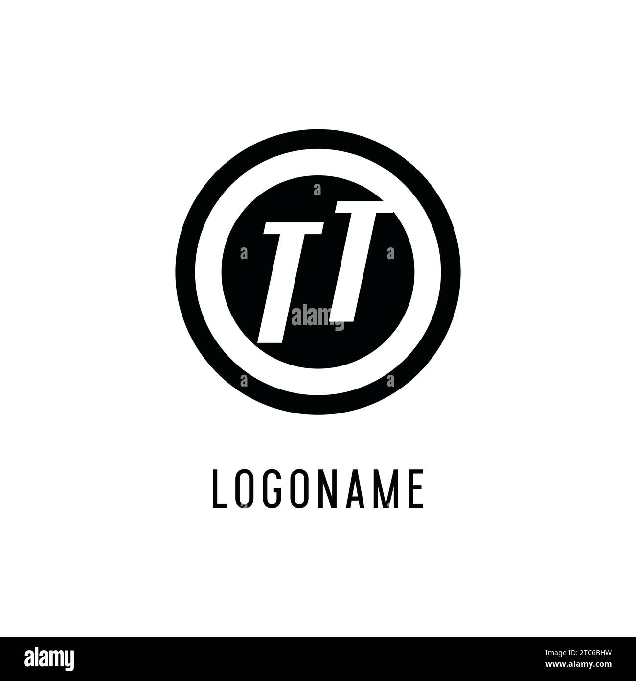 Initial TT logo concentric circle line, clean and simple monogram logo style vector graphic ...