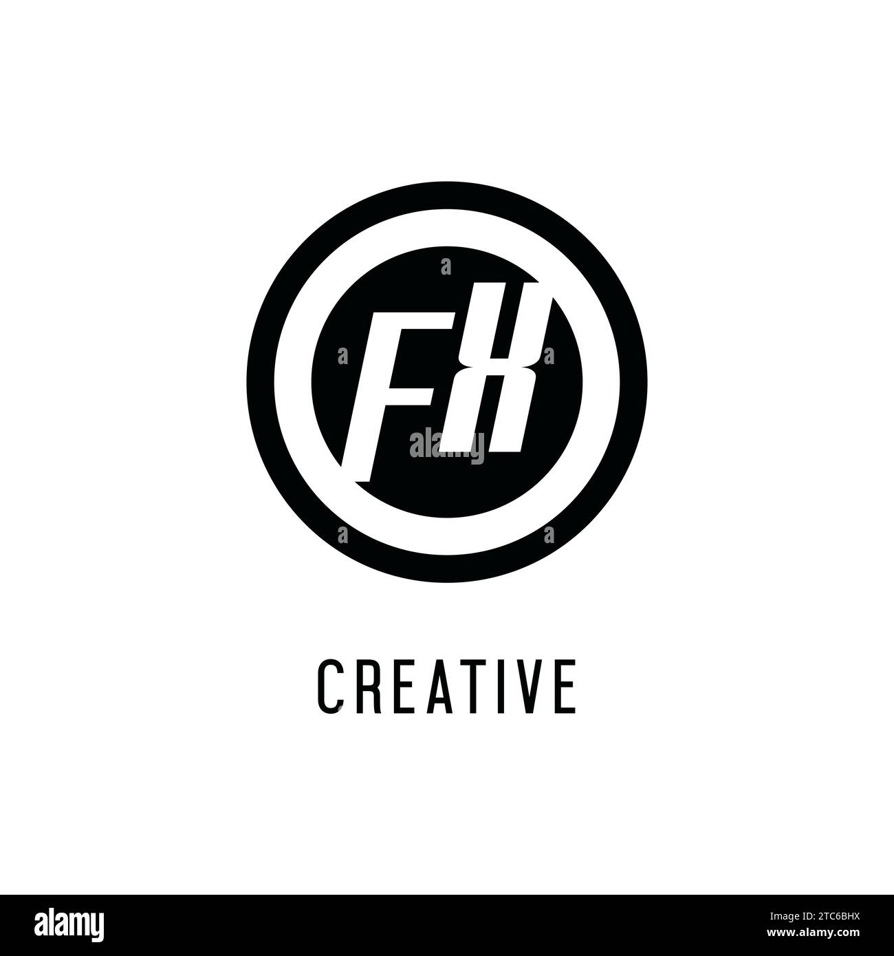 Initial FX logo concentric circle line, clean and simple monogram logo ...