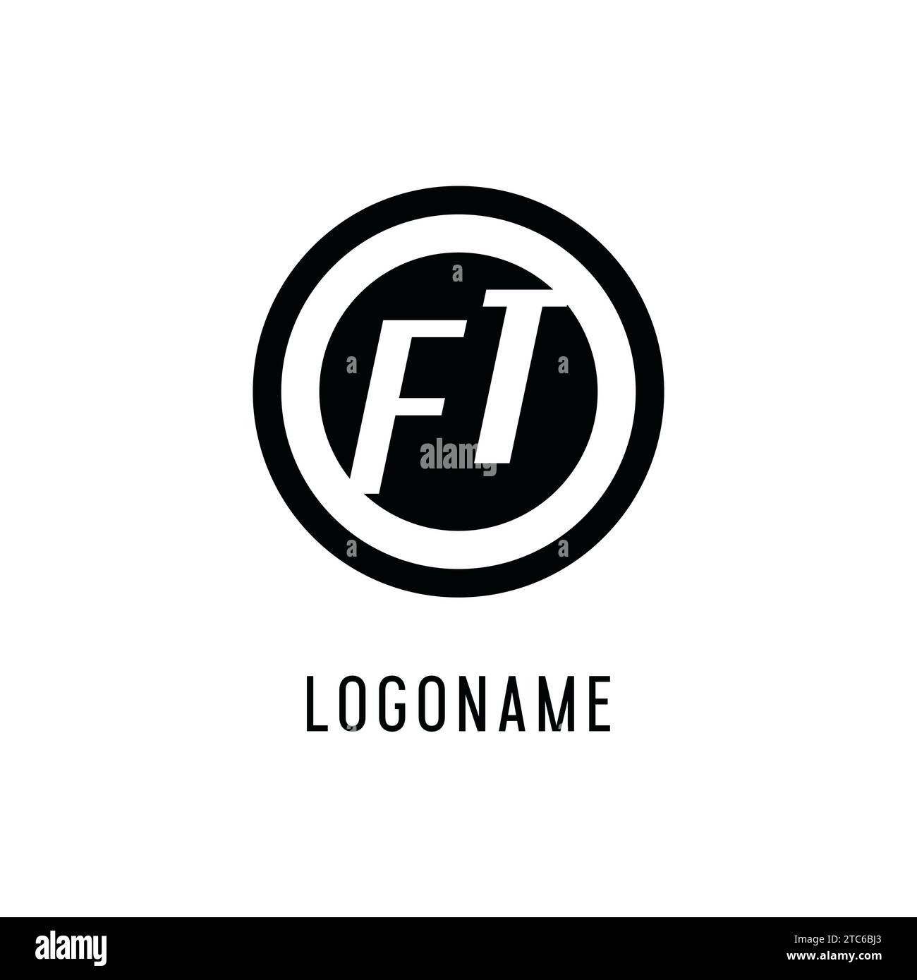 Initial FT logo concentric circle line, clean and simple monogram logo ...