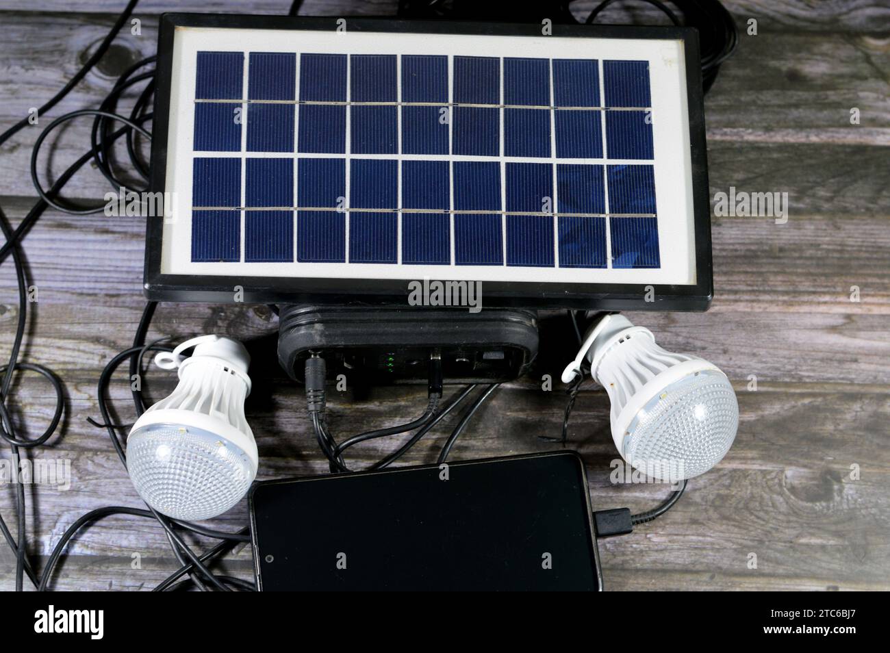 A multi purpose battery charged with a solar panel, a device that ...