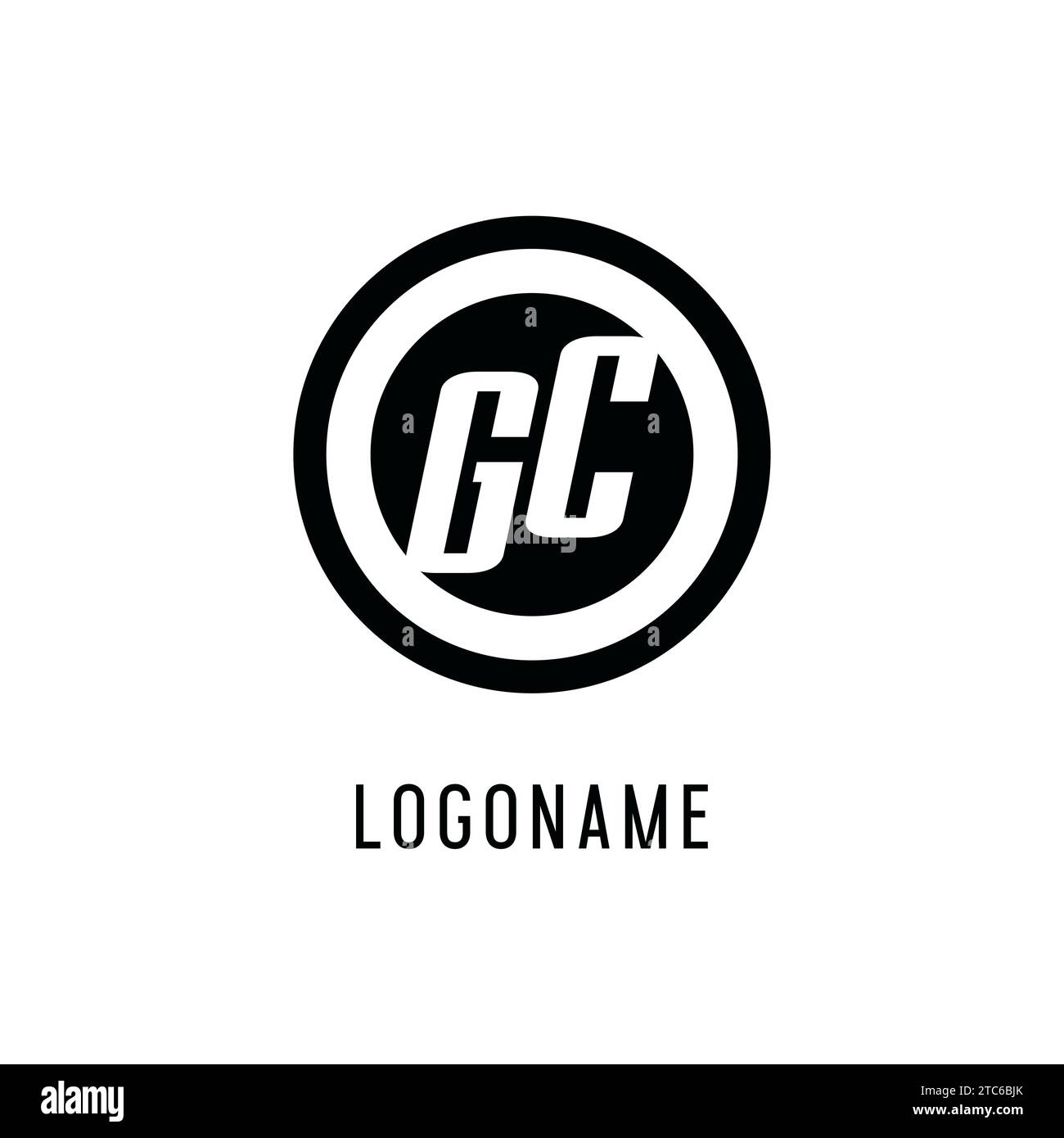 Initial GC logo concentric circle line, clean and simple monogram logo ...