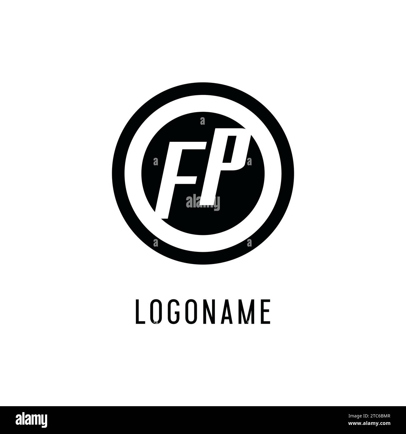 Initial FP logo concentric circle line, clean and simple monogram logo ...