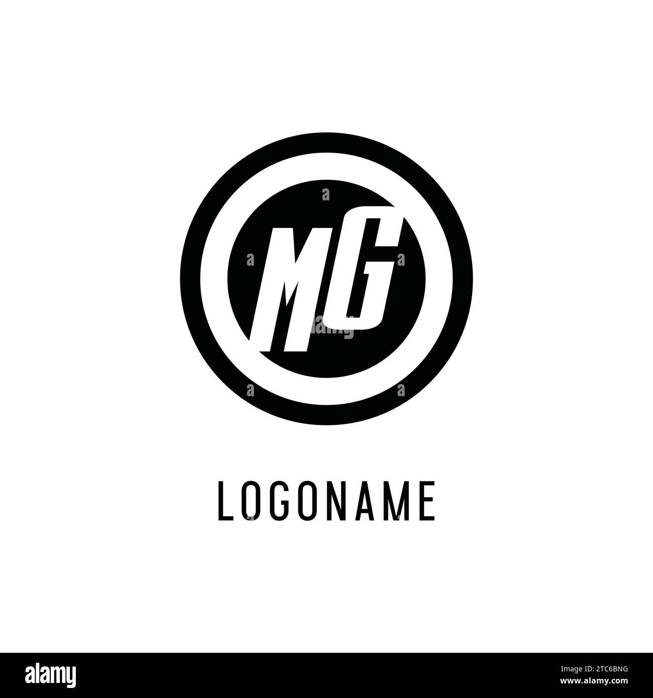 Initial MG logo concentric circle line, clean and simple monogram logo style vector graphic ...