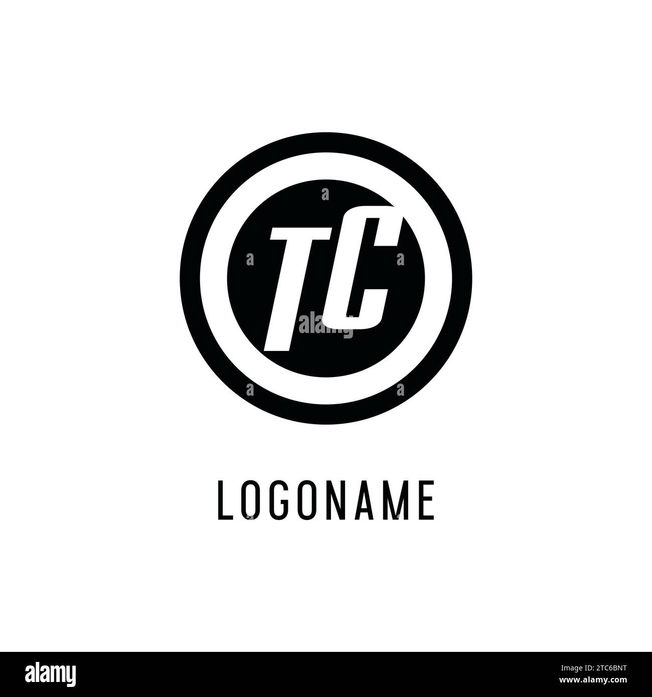 Initial TC logo concentric circle line, clean and simple monogram logo ...