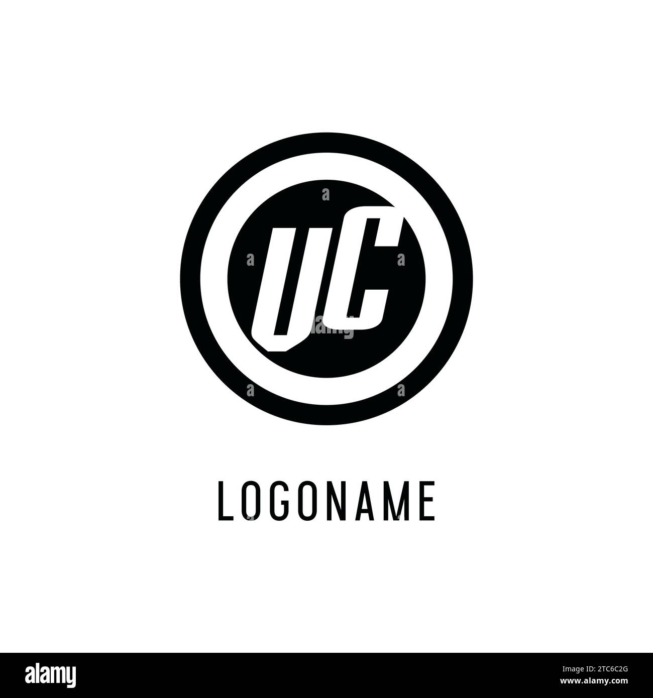 Initial VC logo concentric circle line, clean and simple monogram logo ...