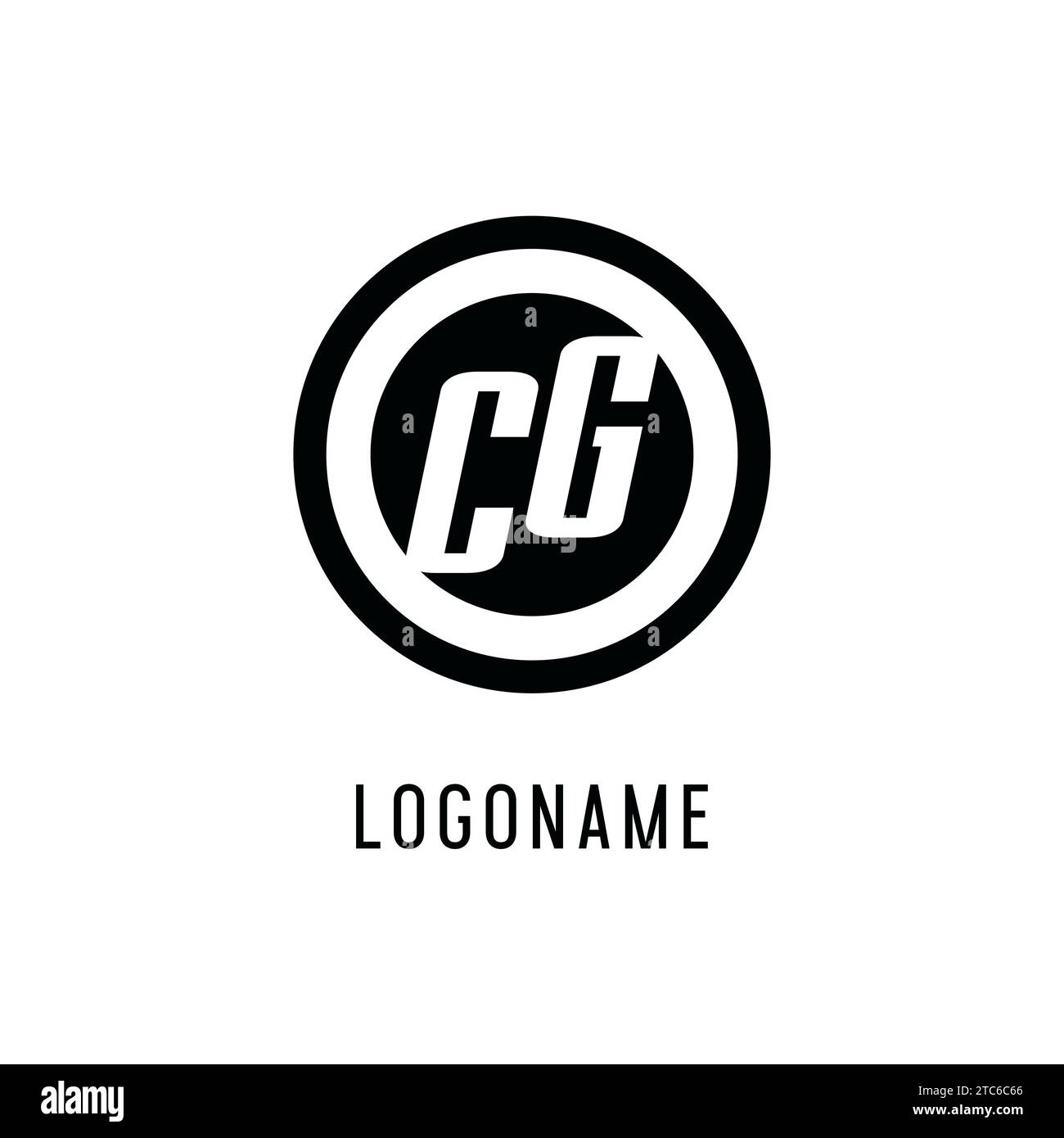 Initial CG logo concentric circle line, clean and simple monogram logo style vector graphic ...