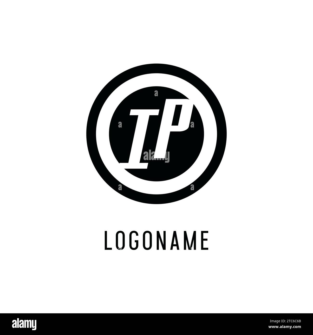 Initial IP logo concentric circle line, clean and simple monogram logo ...