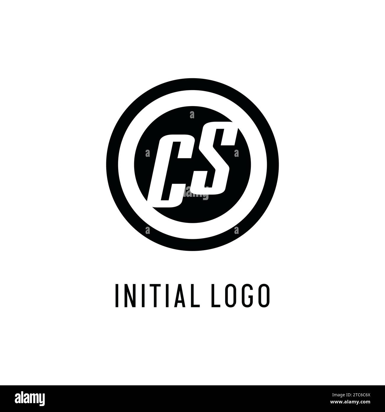 Initial CS logo concentric circle line, clean and simple monogram logo ...