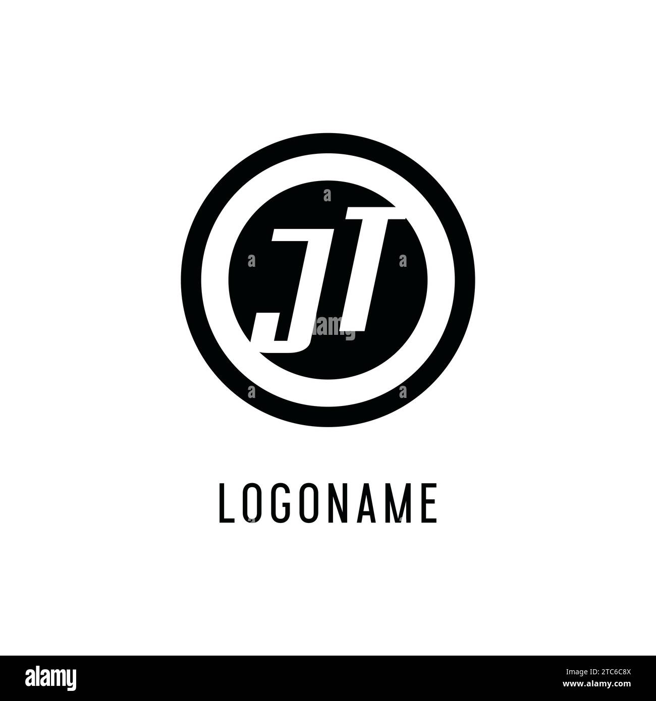 Initial JT logo concentric circle line, clean and simple monogram logo style vector graphic ...