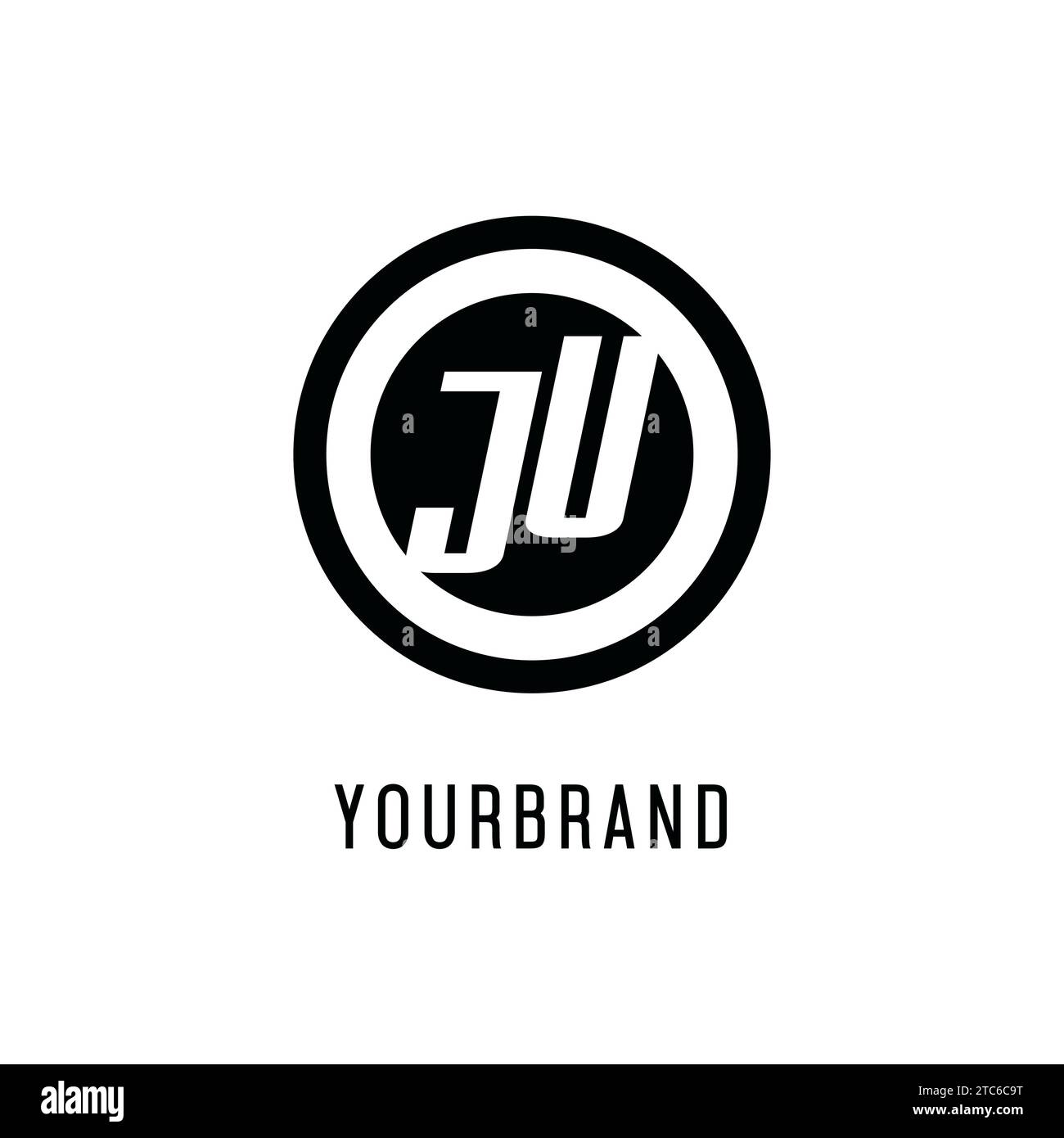 Initial JU logo concentric circle line, clean and simple monogram logo ...