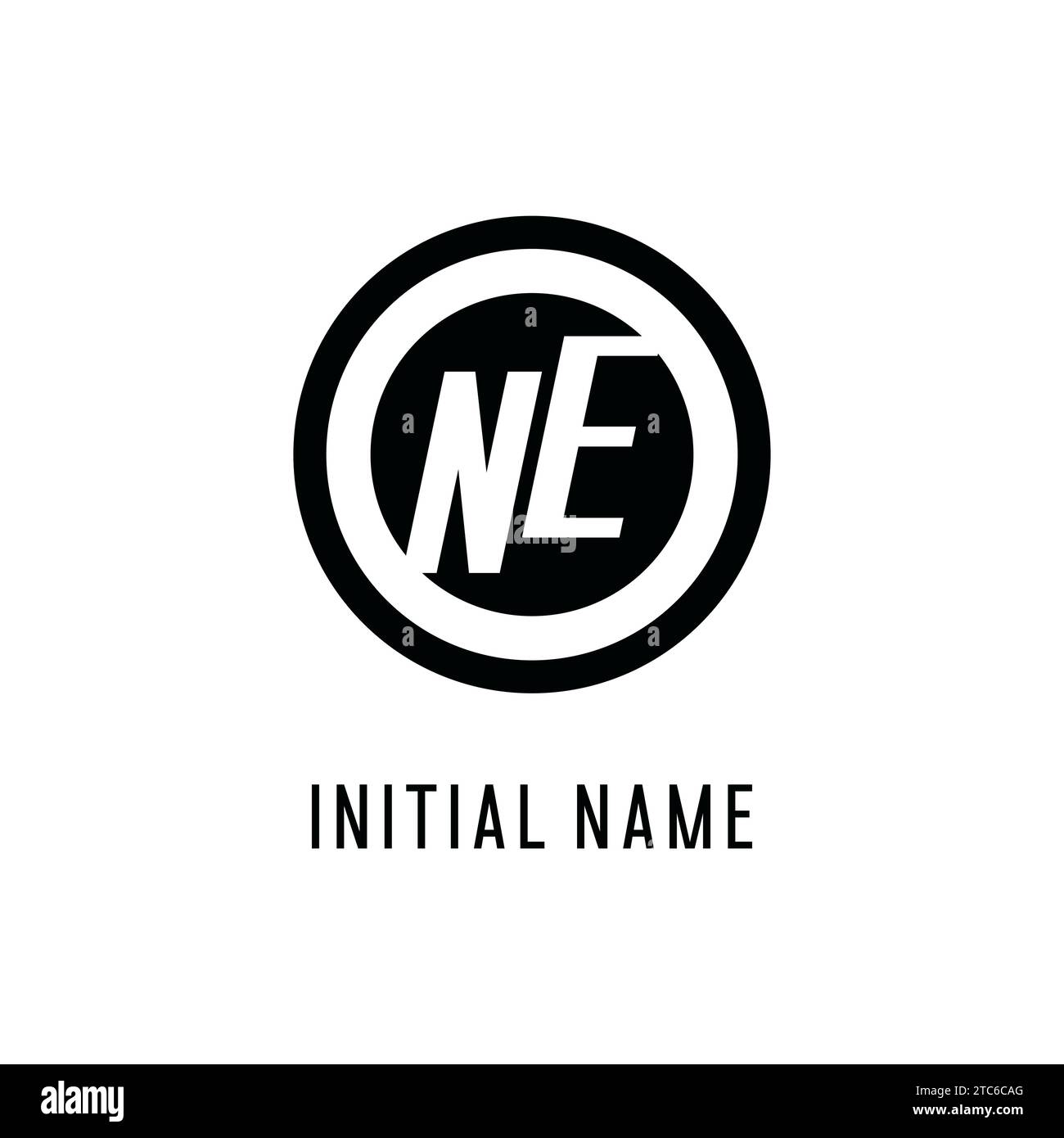 Initial NE logo concentric circle line, clean and simple monogram logo ...