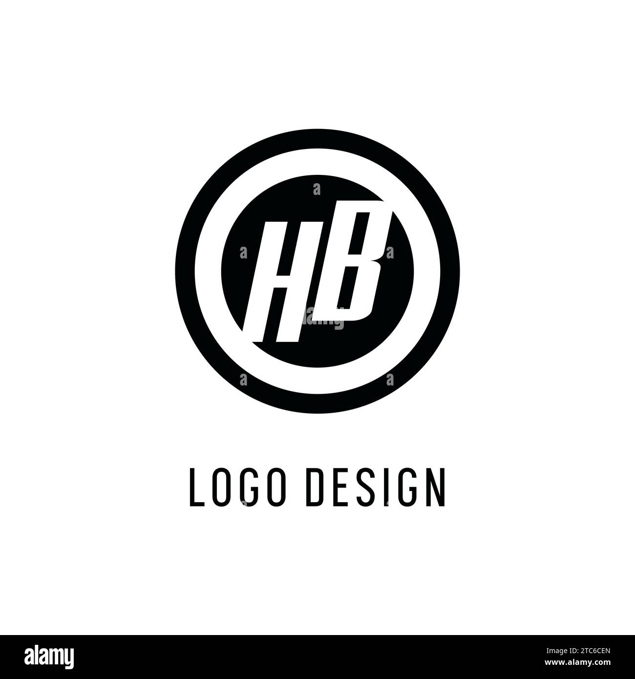 Initial HB logo concentric circle line, clean and simple monogram logo ...