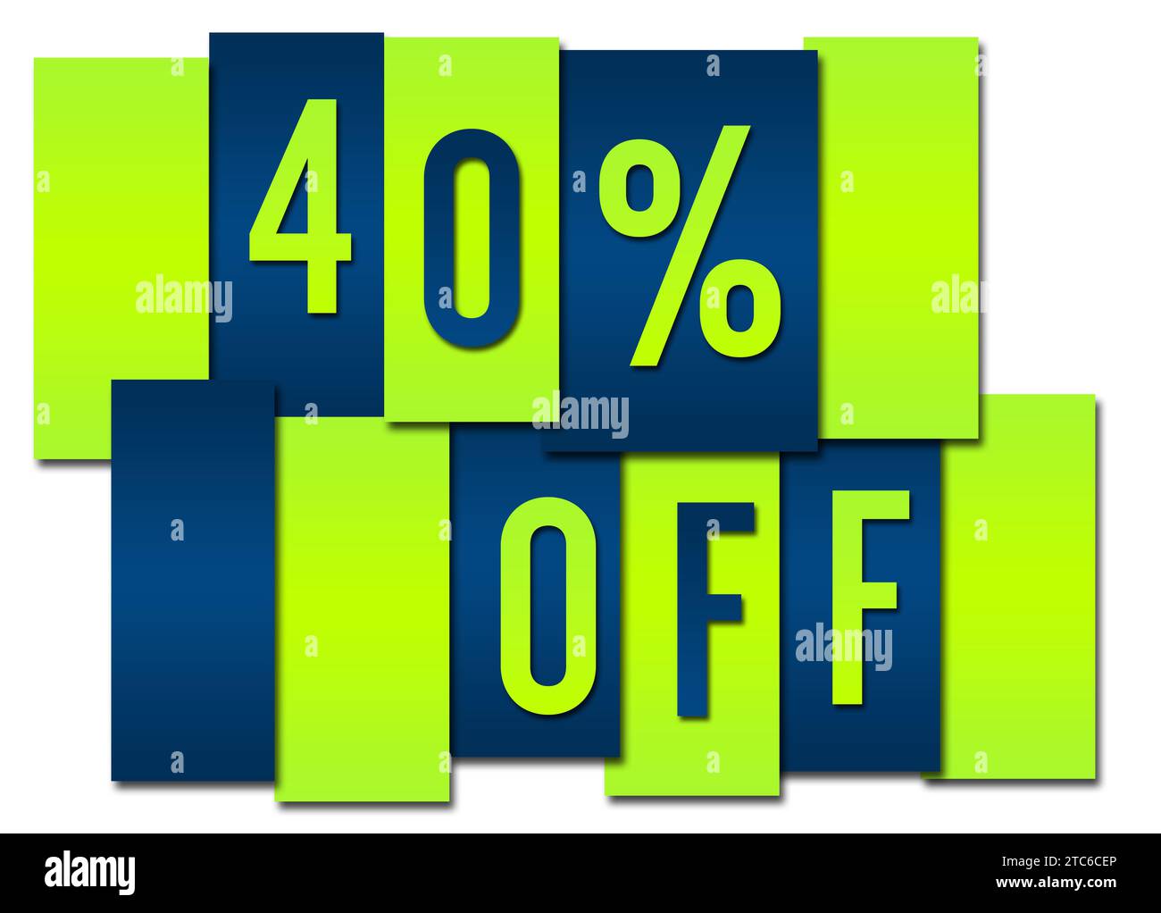 Discount Forty Percent Off Blue Green Boxes Group Stock Photo - Alamy