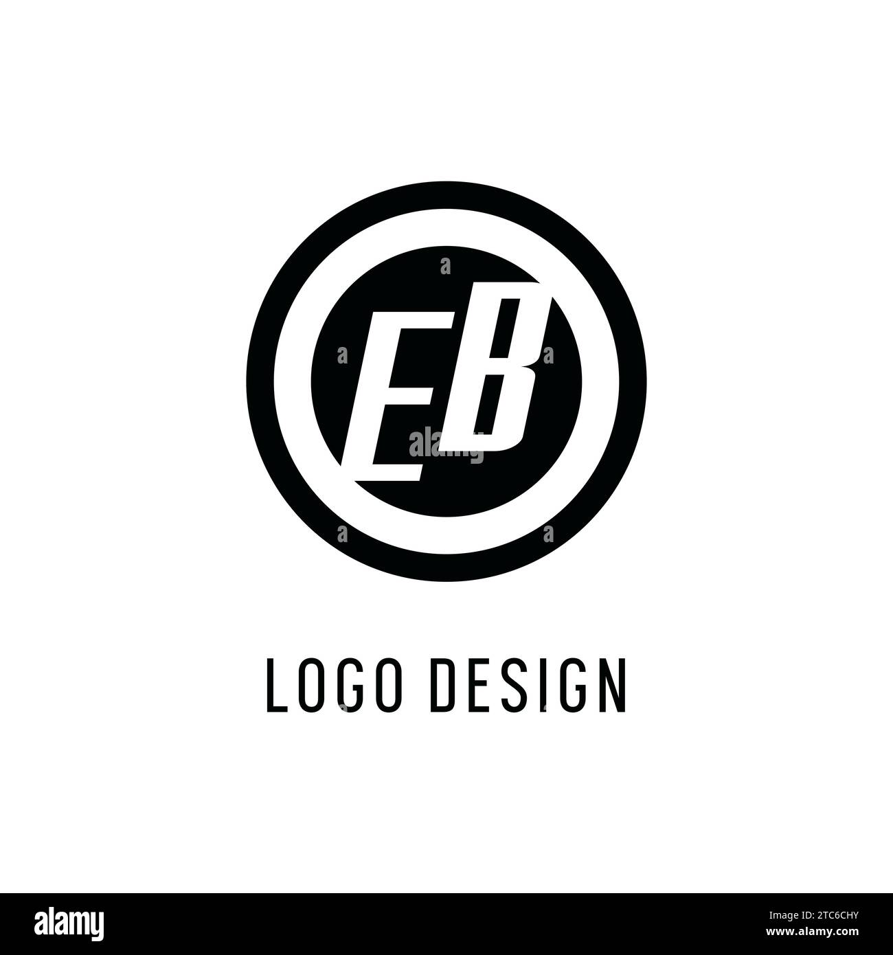 Initial EB logo concentric circle line, clean and simple monogram logo style vector graphic ...