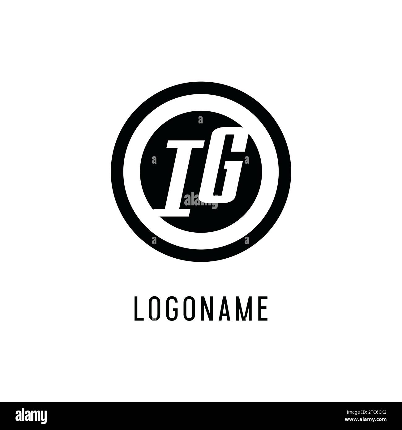 Initial IG logo concentric circle line, clean and simple monogram logo ...