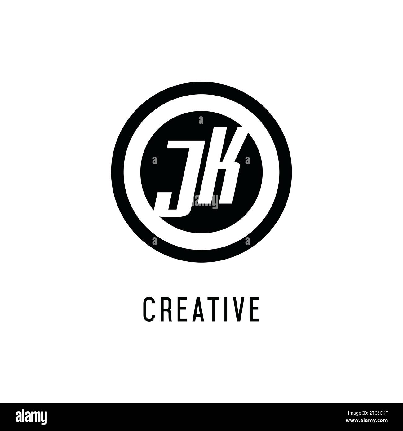 Initial JK logo concentric circle line, clean and simple monogram logo style vector graphic ...