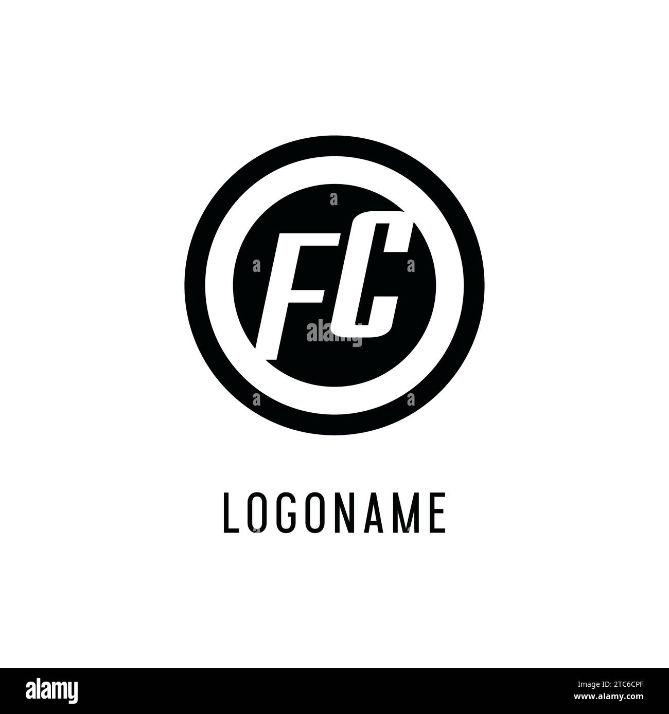 Initial FC logo concentric circle line, clean and simple monogram logo style vector graphic ...