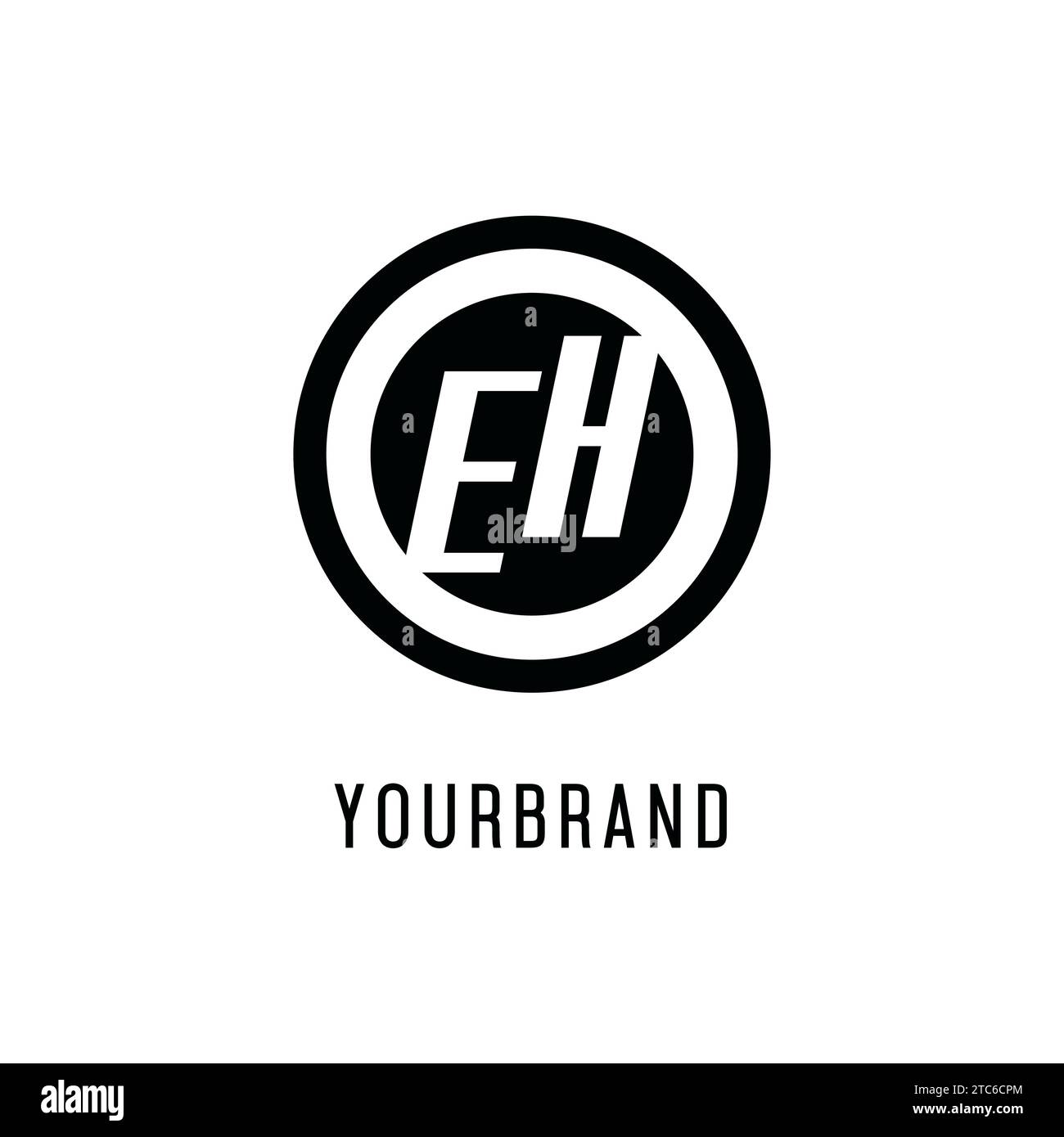Initial EH logo concentric circle line, clean and simple monogram logo style vector graphic ...