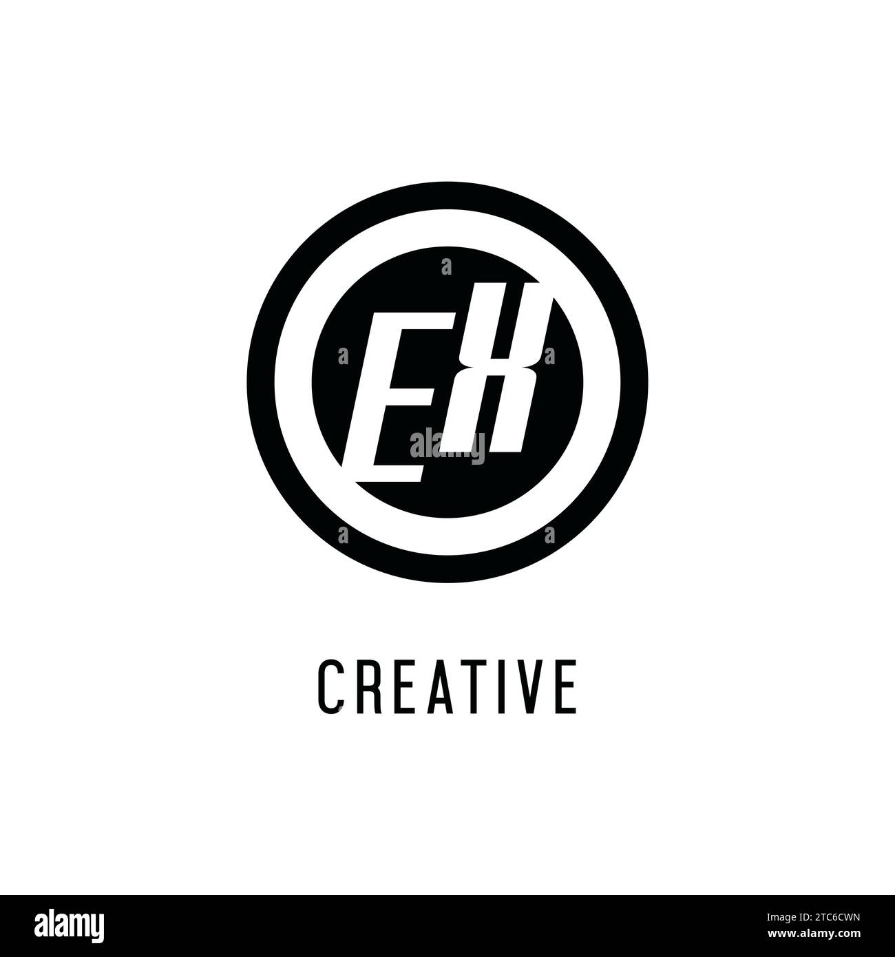 Initial EX logo concentric circle line, clean and simple monogram logo ...