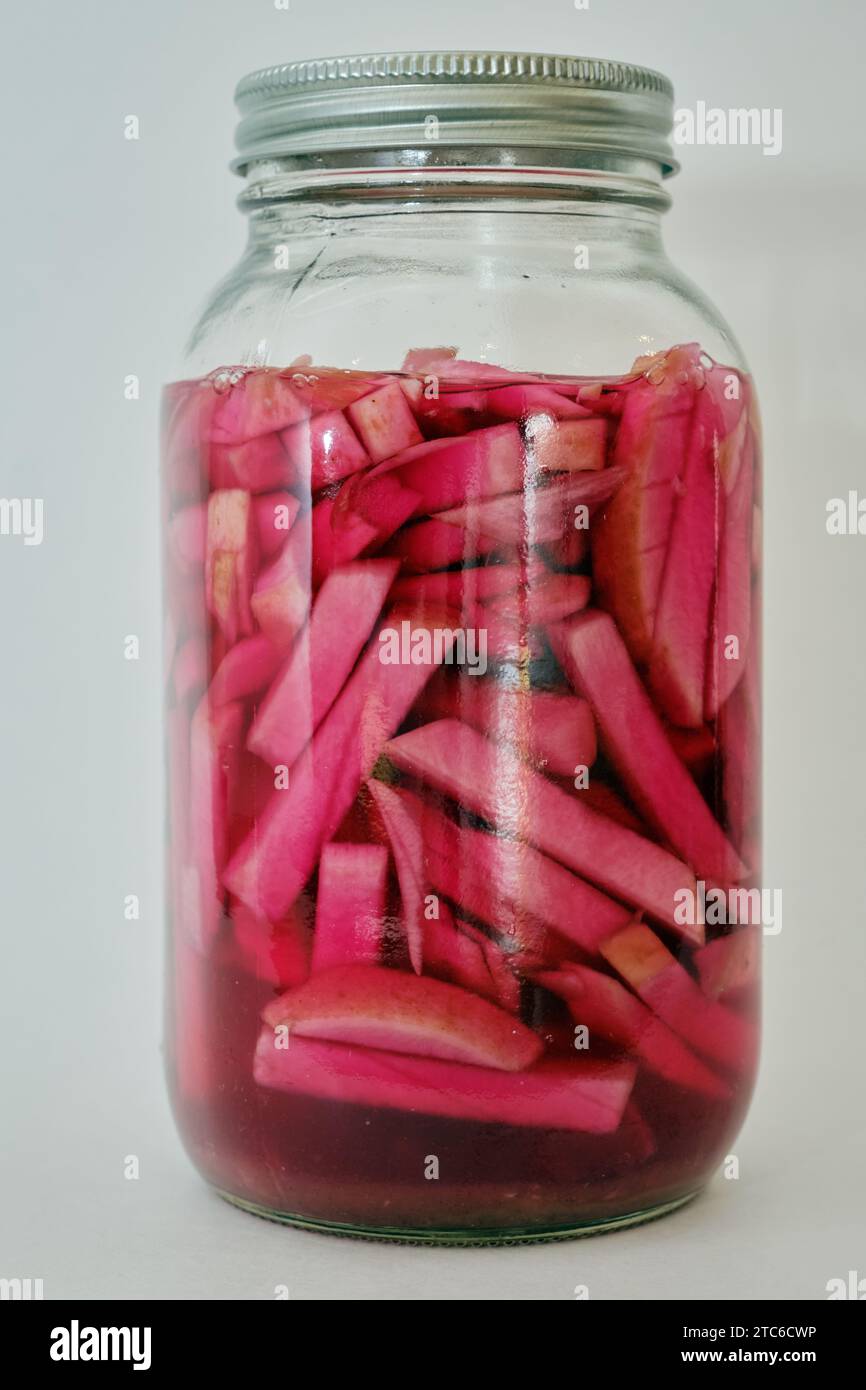 Jar of homemade Lebanese pickled turnips Stock Photo - Alamy