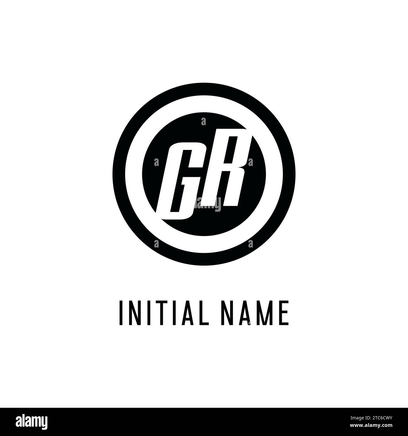 Initial GR logo concentric circle line, clean and simple monogram logo ...