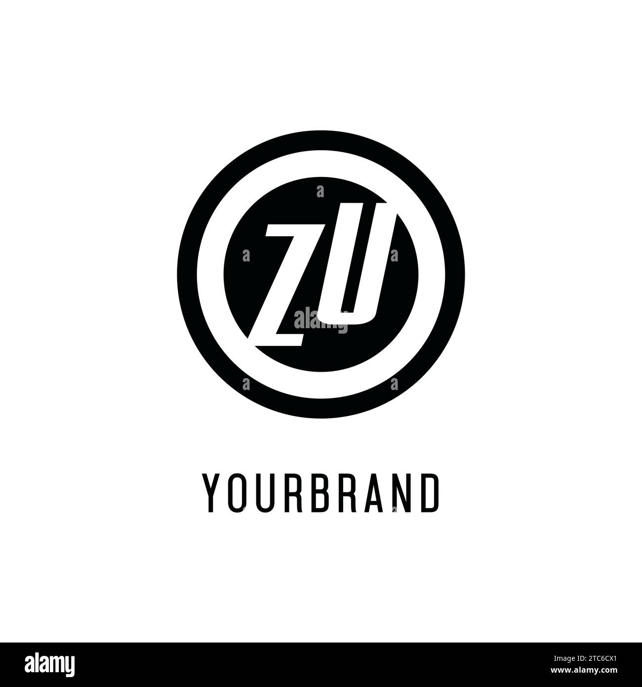 Initial ZU logo concentric circle line, clean and simple monogram logo ...