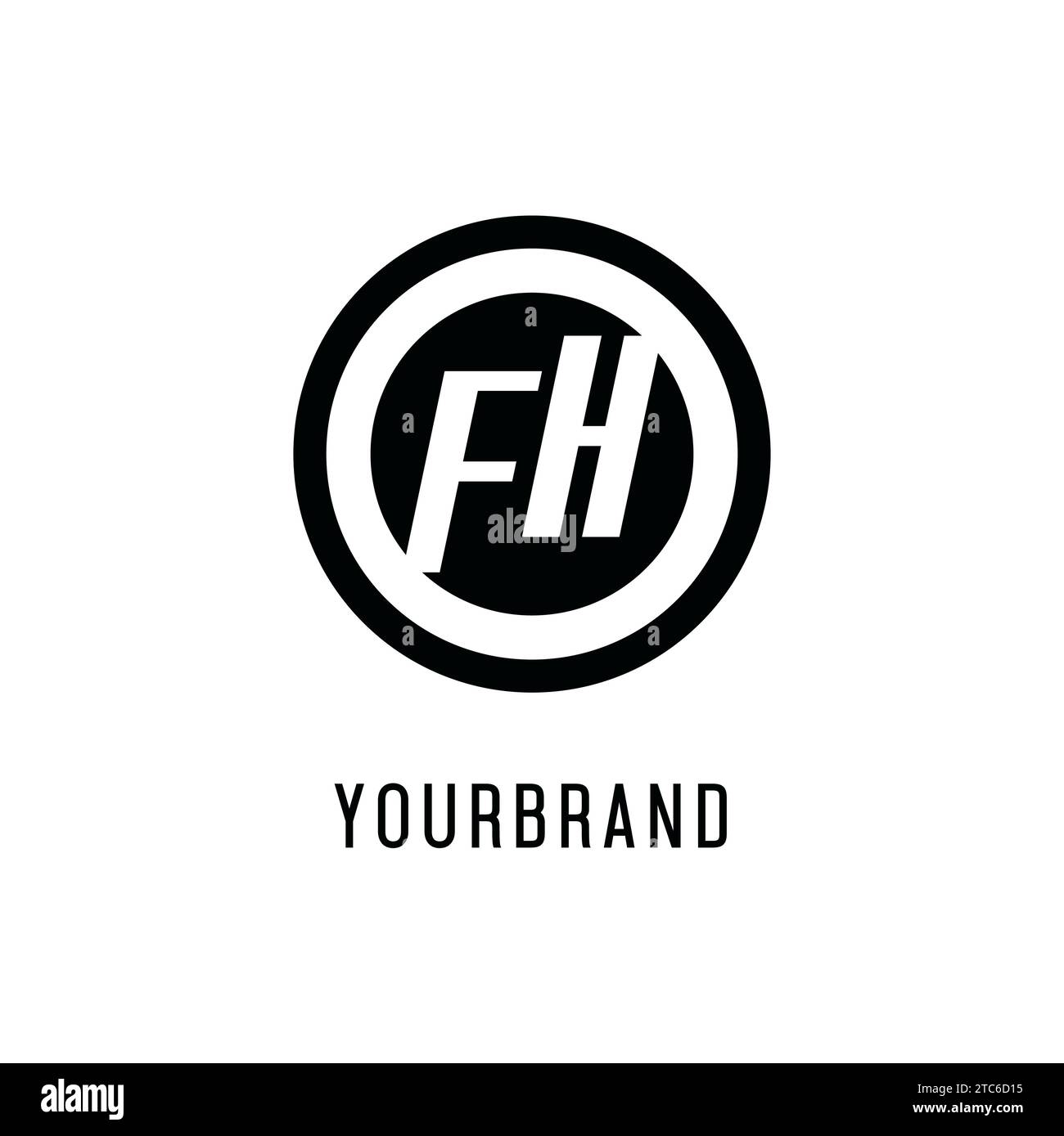 Initial FH logo concentric circle line, clean and simple monogram logo ...