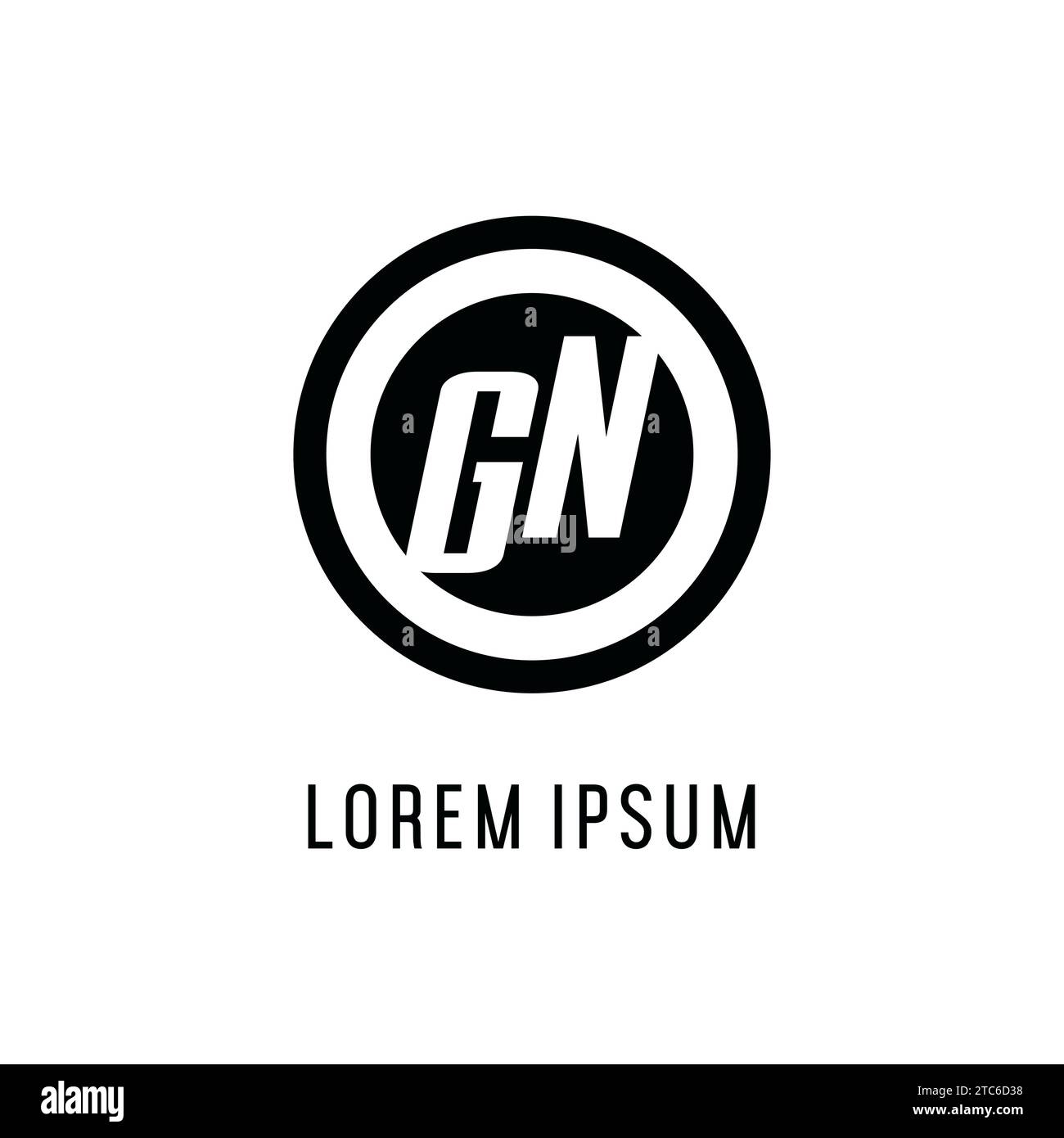 Initial GN logo concentric circle line, clean and simple monogram logo ...