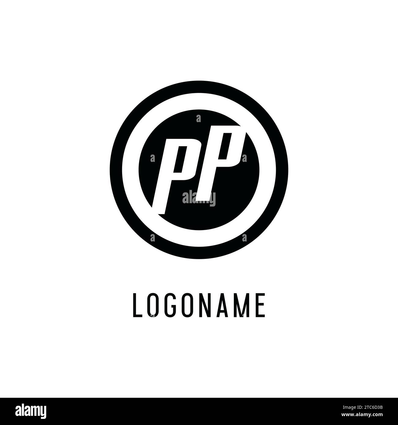 Initial PP logo concentric circle line, clean and simple monogram logo ...