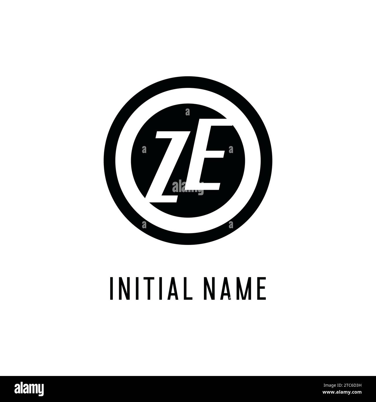 Initial ZE logo concentric circle line, clean and simple monogram logo ...