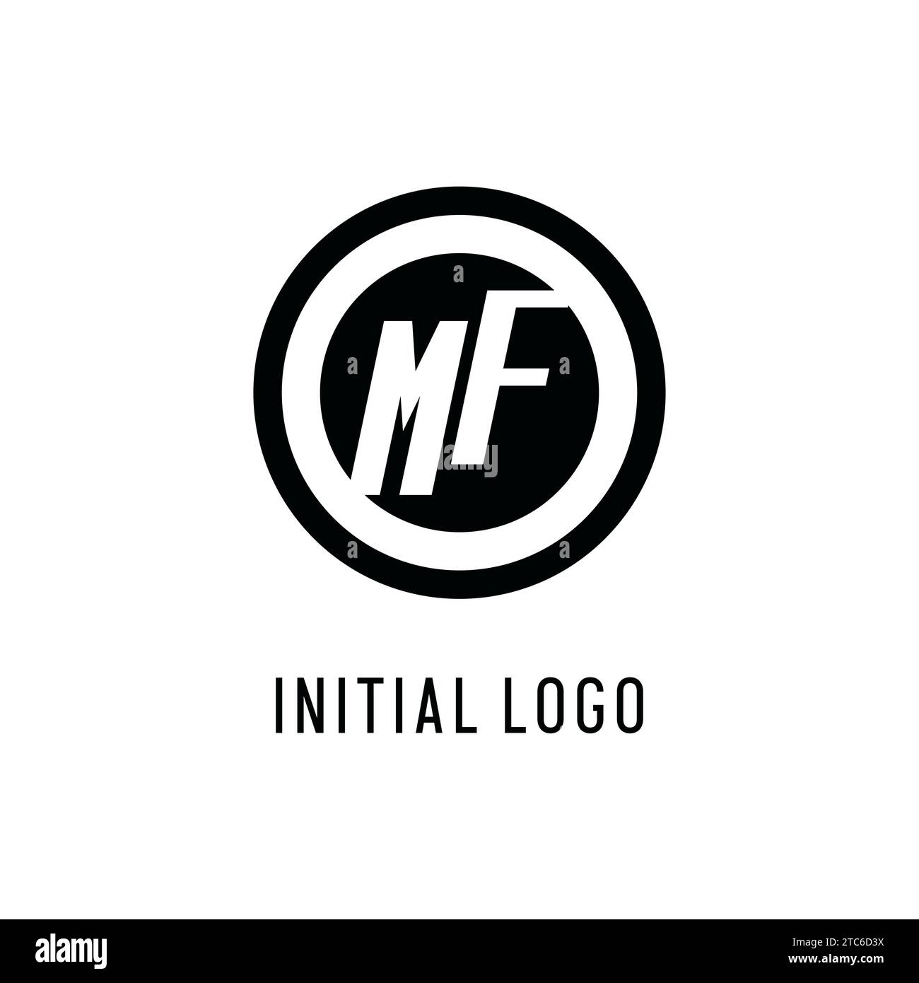 Initial MF logo concentric circle line, clean and simple monogram logo ...