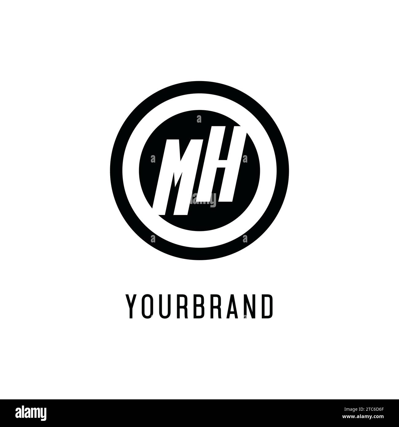 Initial MH logo concentric circle line, clean and simple monogram logo ...