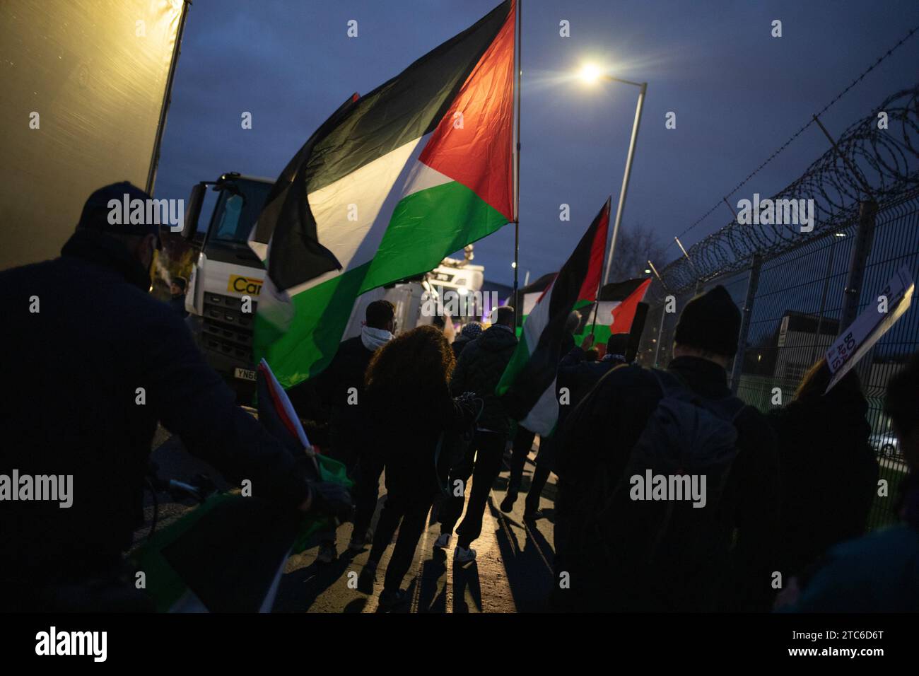 Glasgow, UK, 11th Dec 2023. Pro-Palestine rally gathers at front gate ...