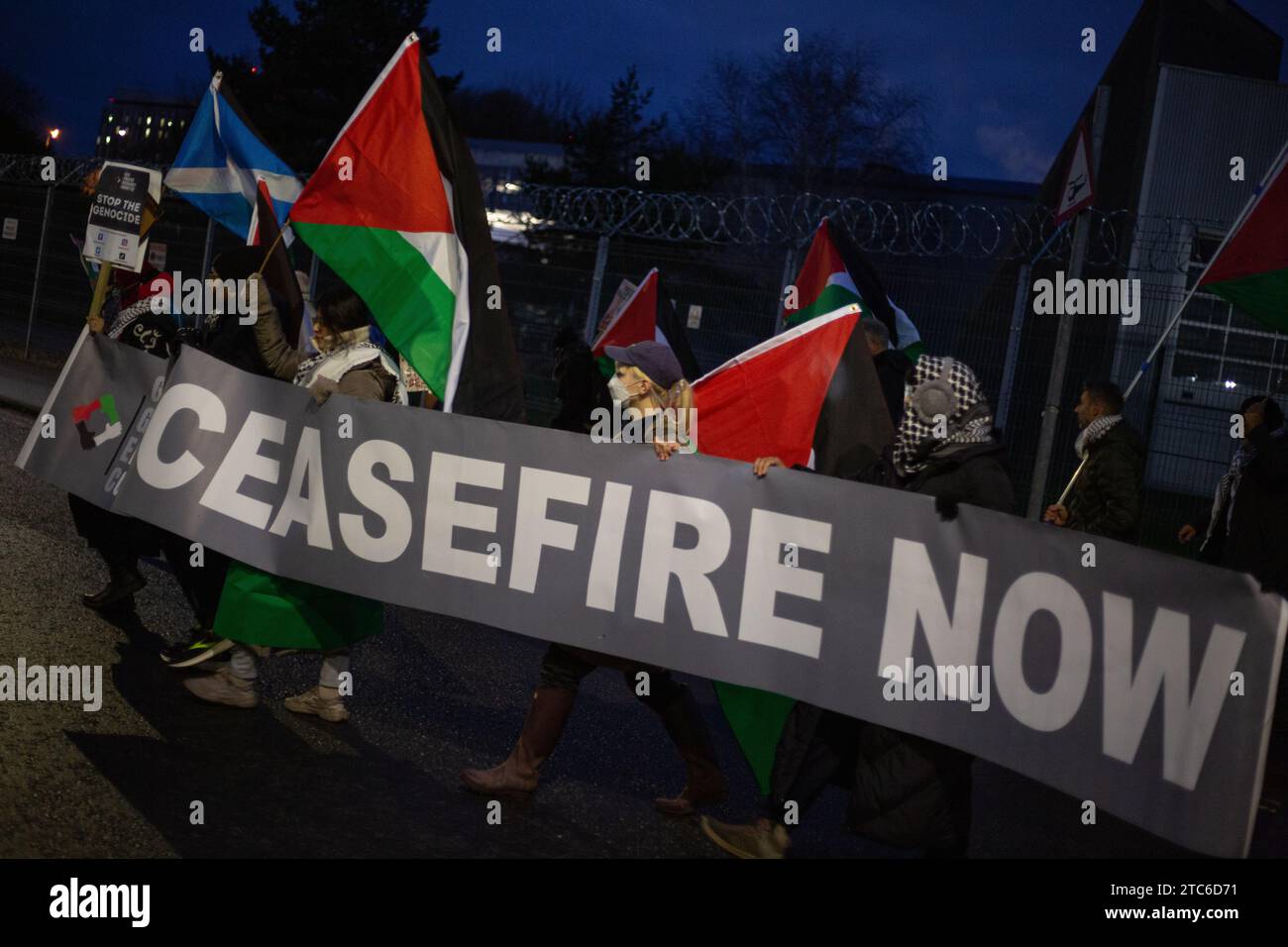 Glasgow, UK, 11th Dec 2023. Pro-Palestine rally gathers at front gate ...