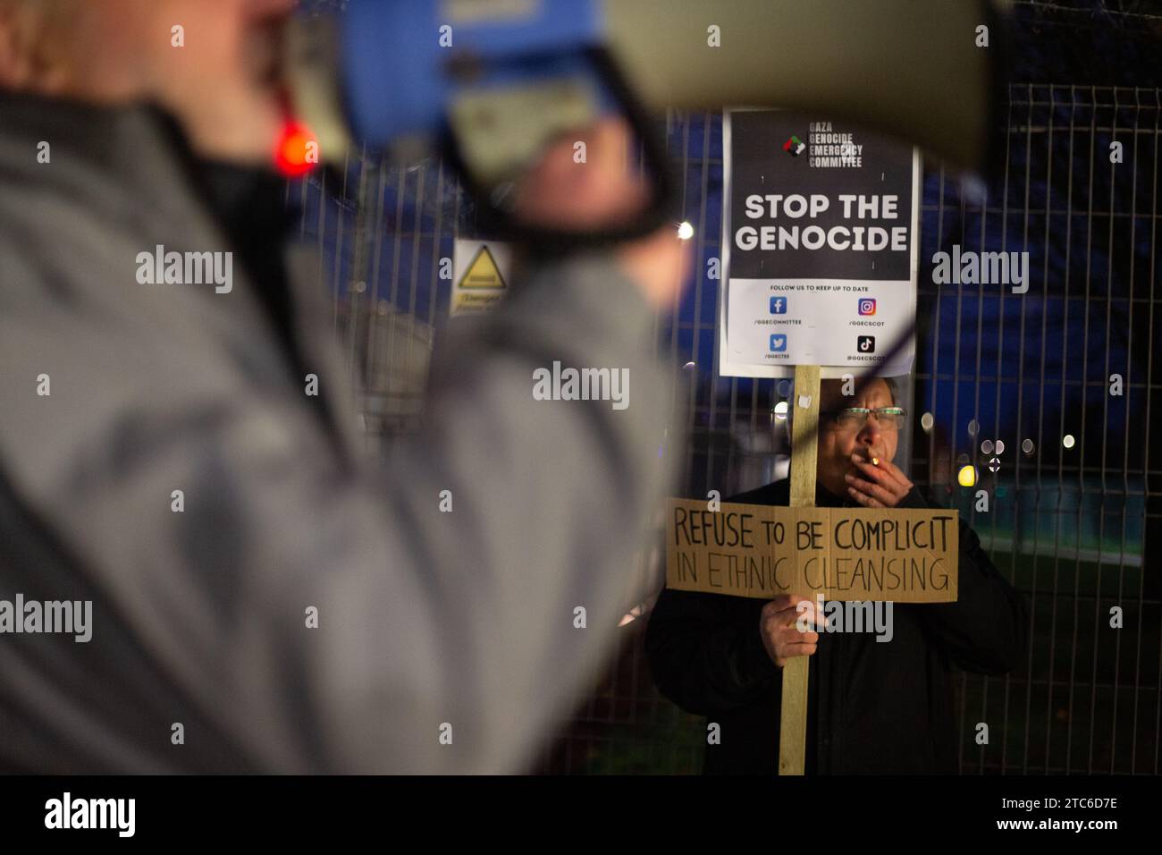 Glasgow, UK, 11th Dec 2023. Pro-Palestine rally gathers at front gate ...
