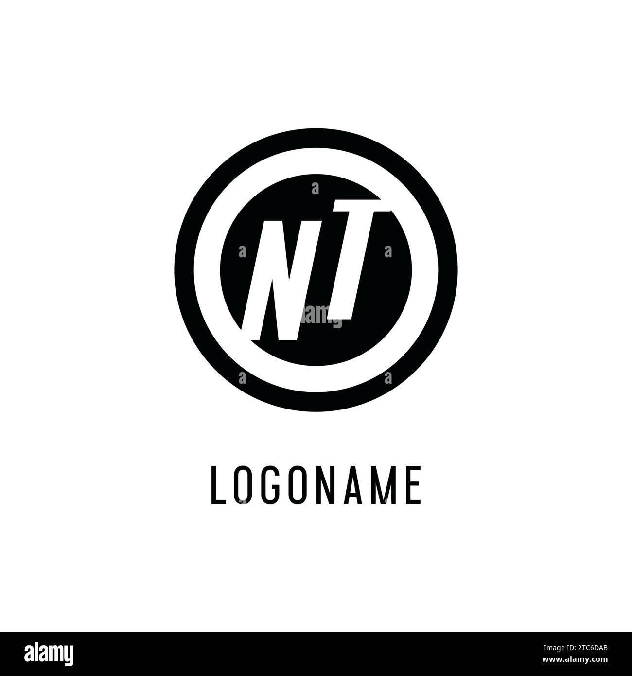 Initial NT logo concentric circle line, clean and simple monogram logo ...
