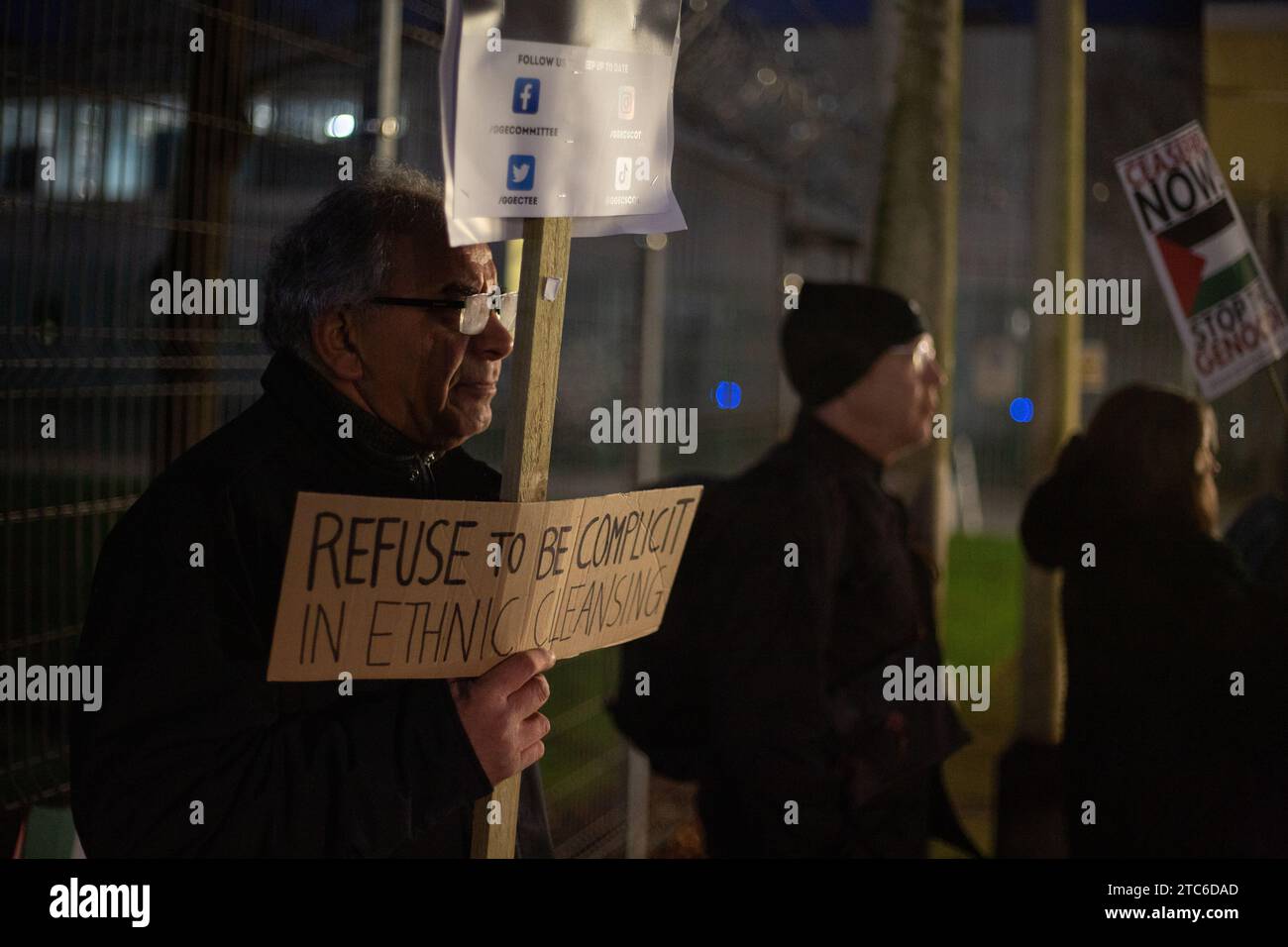 Glasgow, UK, 11th Dec 2023. Pro-Palestine rally gathers at front gate ...