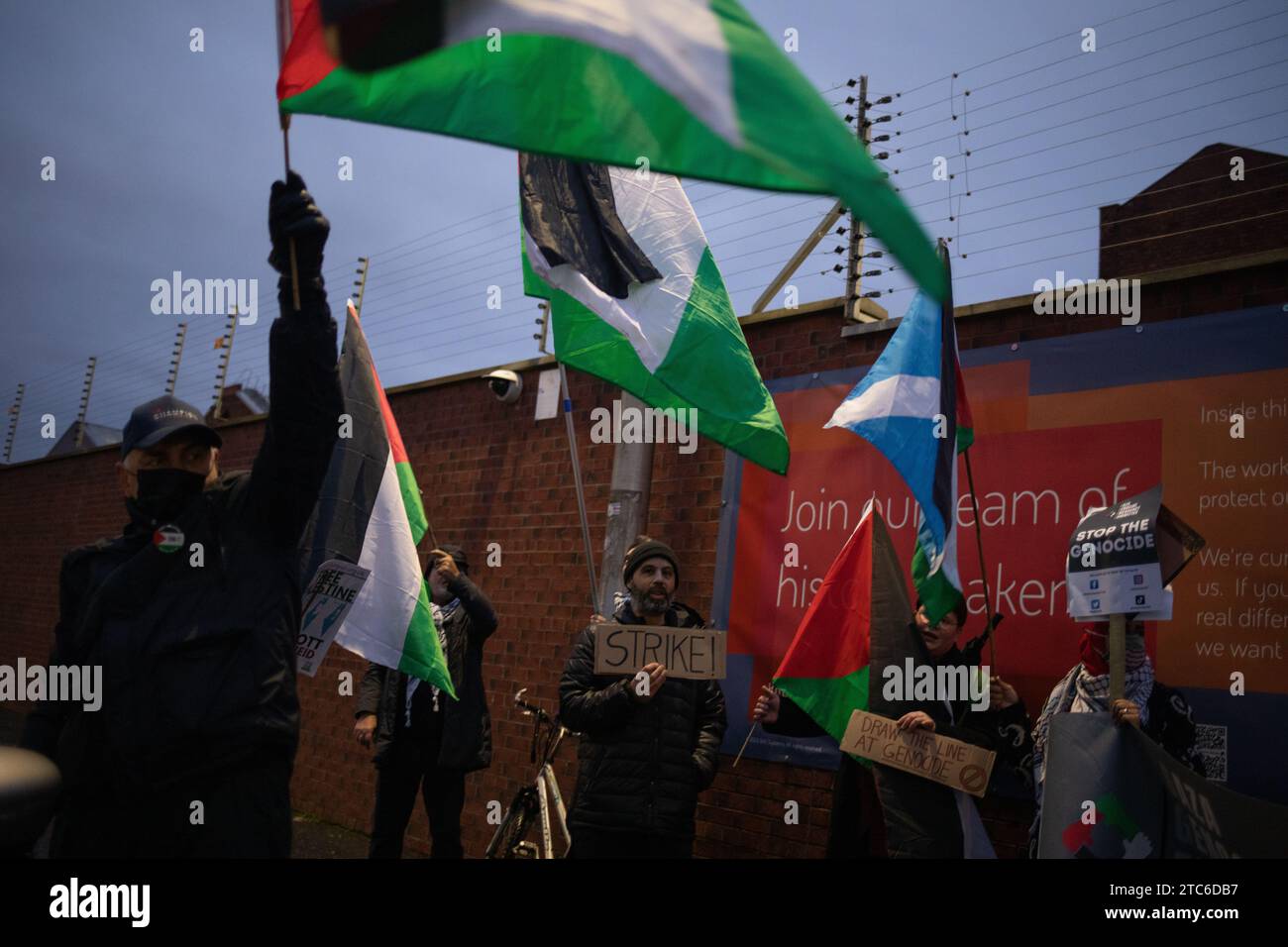 Glasgow, UK, 11th Dec 2023. Pro-Palestine rally gathers at front gate ...