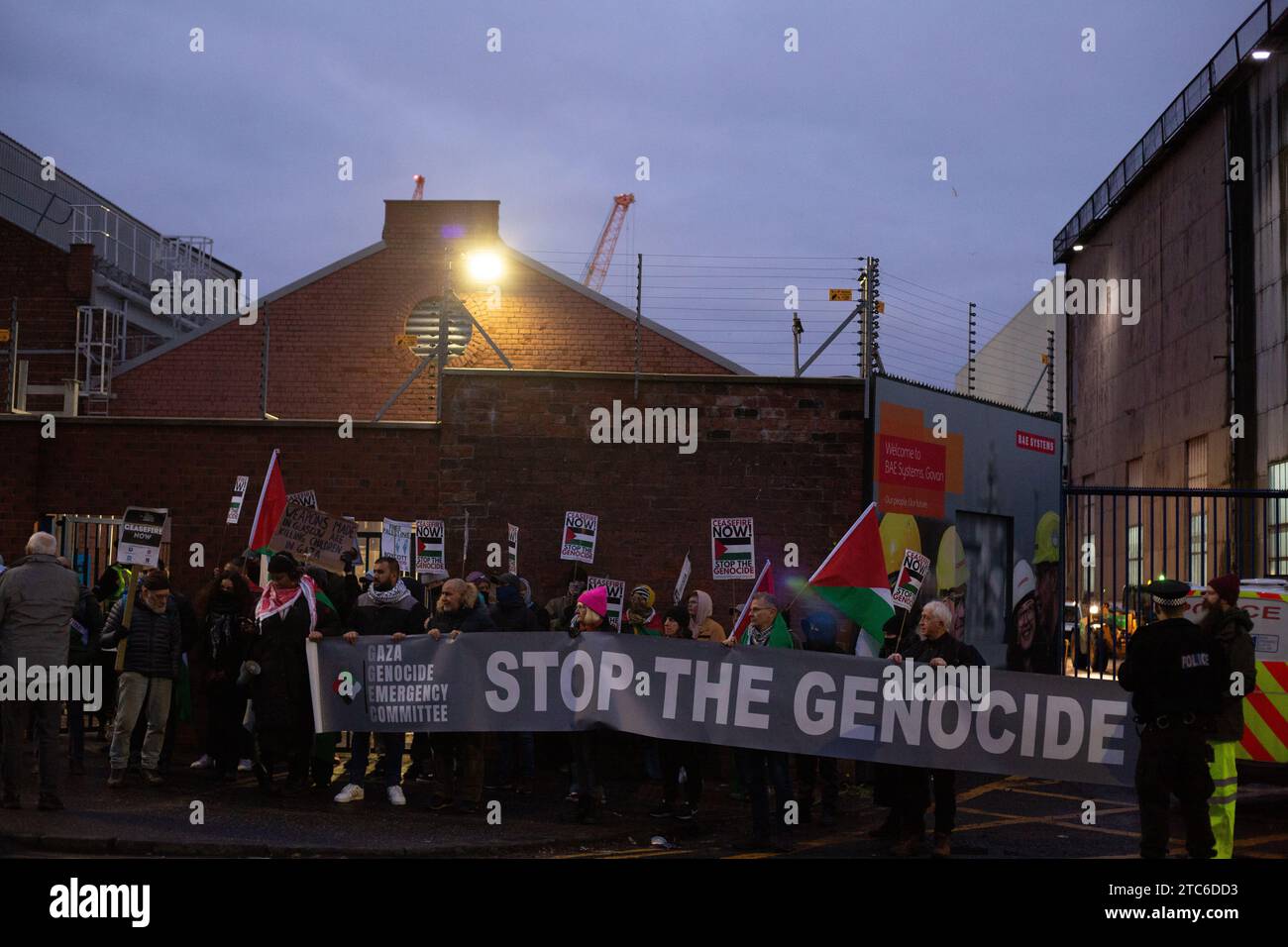 Glasgow, UK, 11th Dec 2023. Pro-Palestine rally gathers at front gate ...