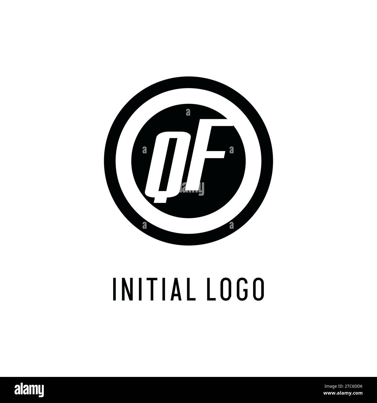 Initial QF logo concentric circle line, clean and simple monogram logo ...