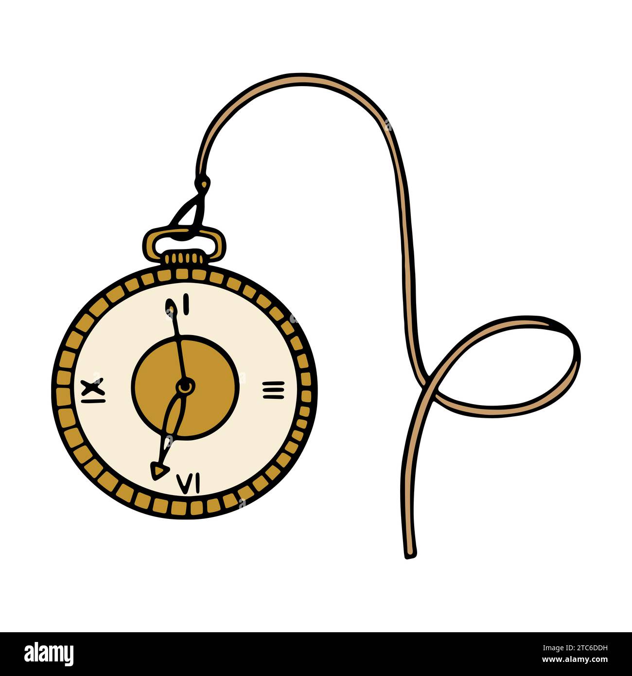 Vintage gold hands watch isolated on white background, vector ...