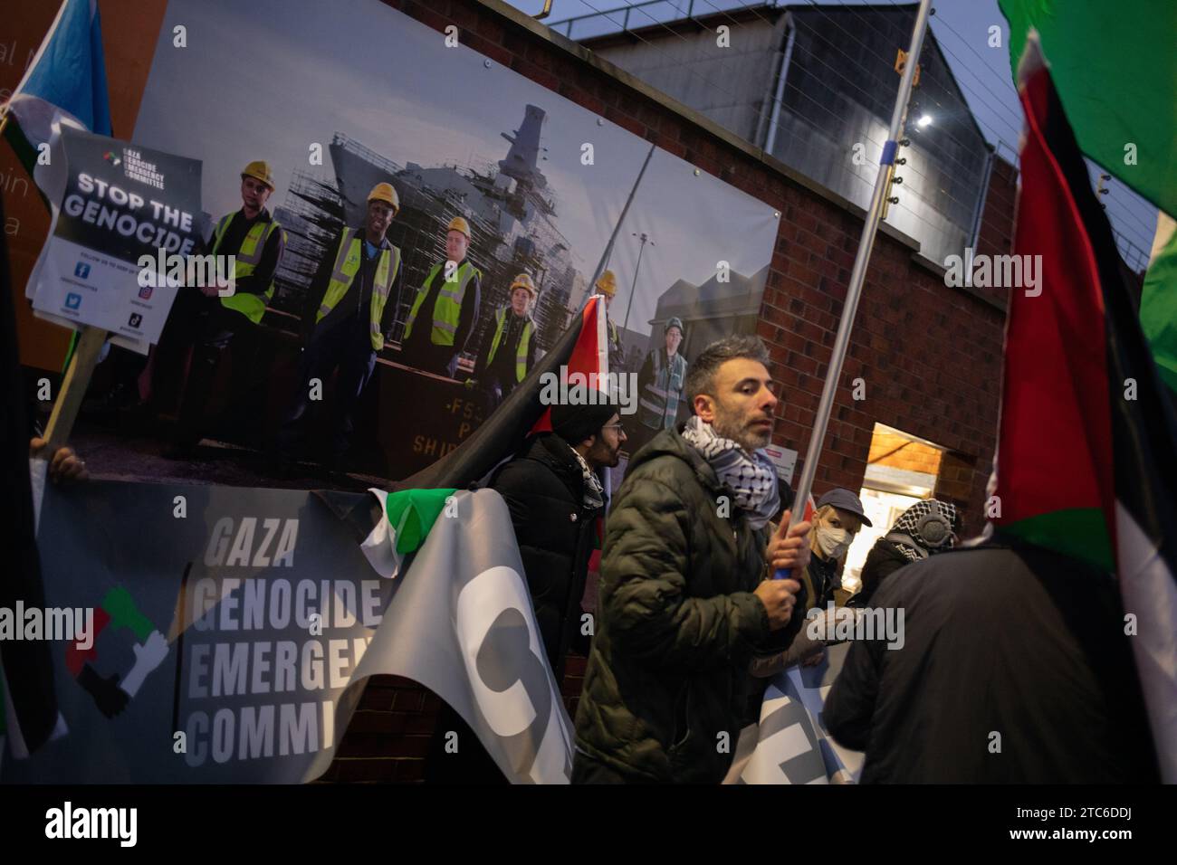 Glasgow, UK, 11th Dec 2023. Pro-Palestine rally gathers at front gate ...