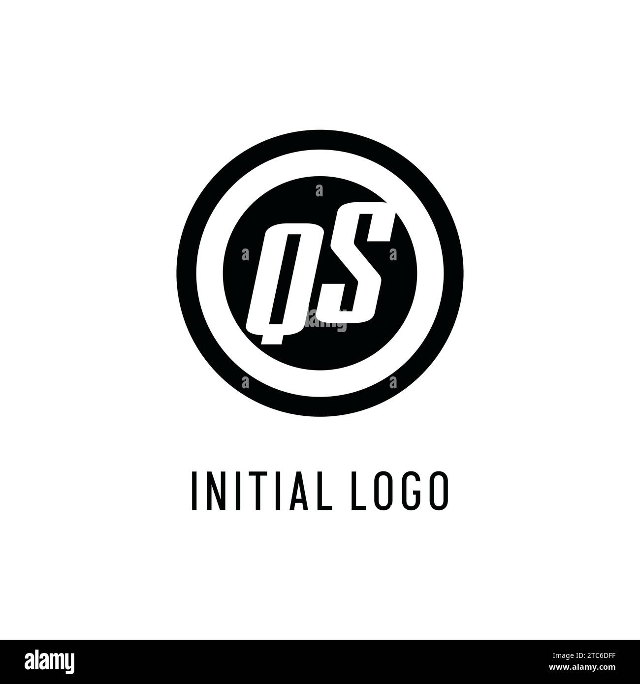 Initial QS logo concentric circle line, clean and simple monogram logo ...