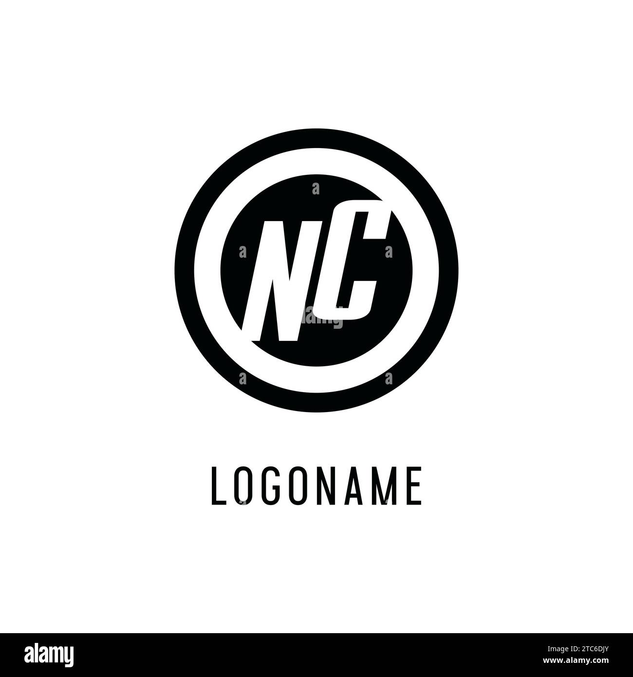 Initial NC logo concentric circle line, clean and simple monogram logo ...