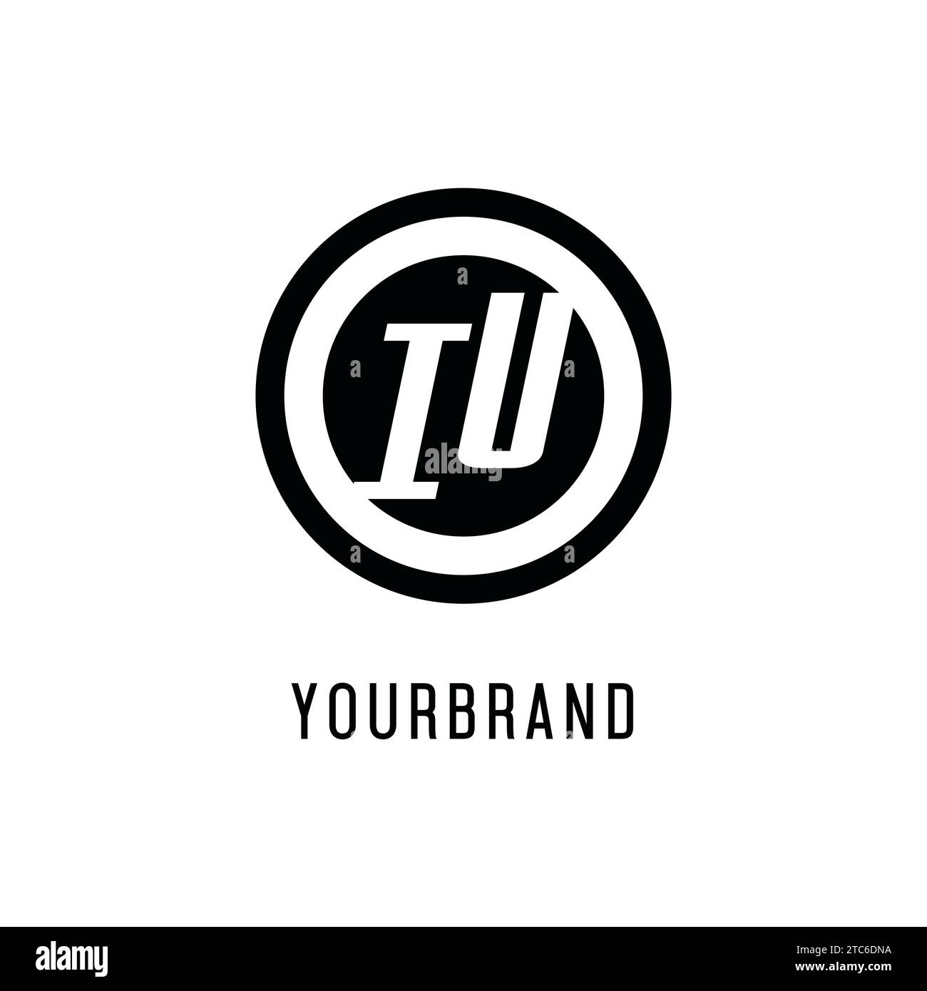 Initial IU logo concentric circle line, clean and simple monogram logo style vector graphic ...