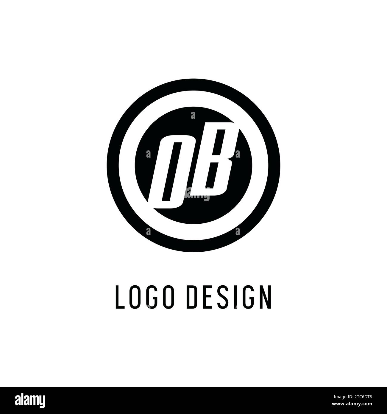 Initial OB logo concentric circle line, clean and simple monogram logo ...